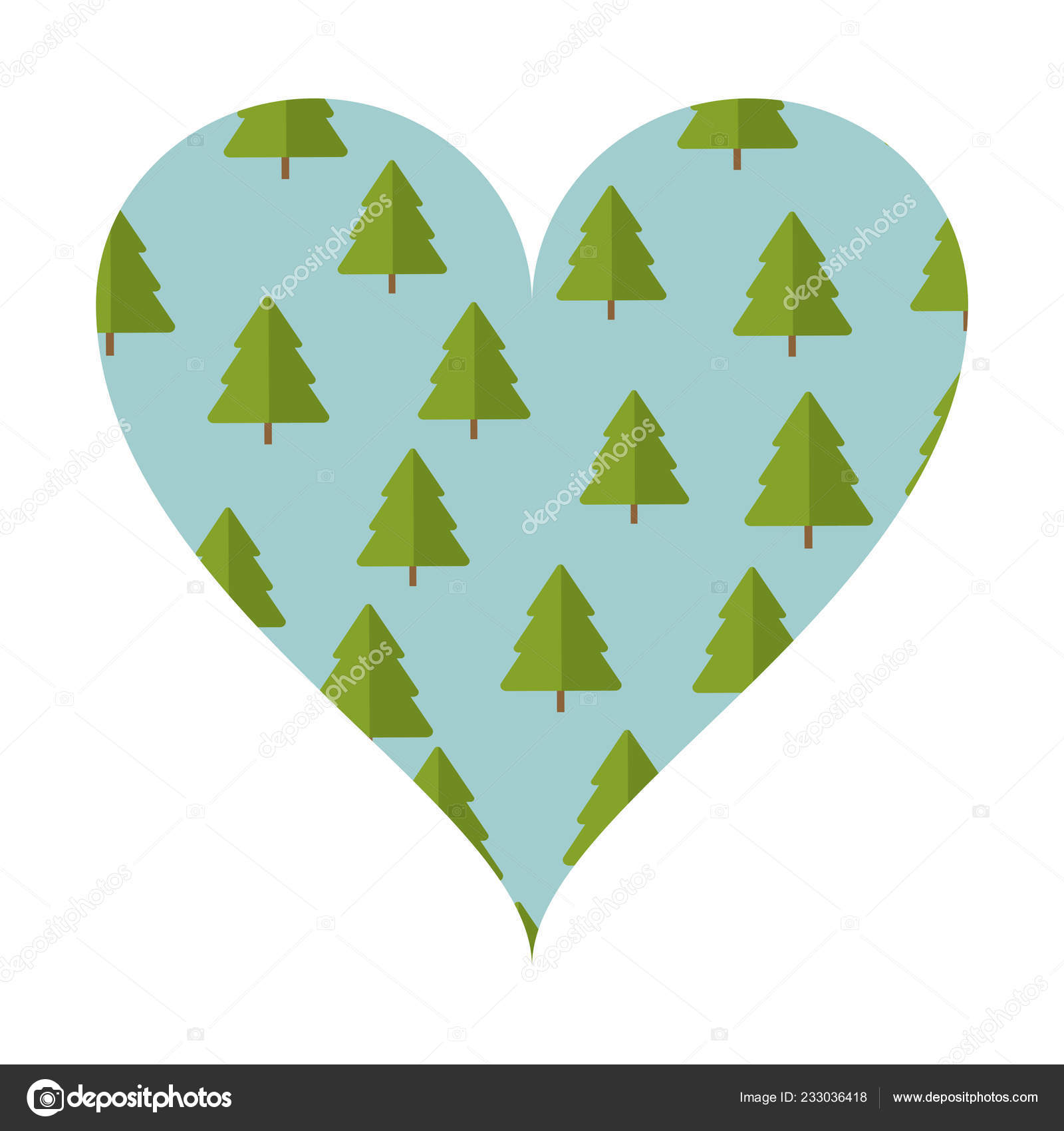 Tree pines pattern heart frame Stock Vector Image by ©jemastock #233036418