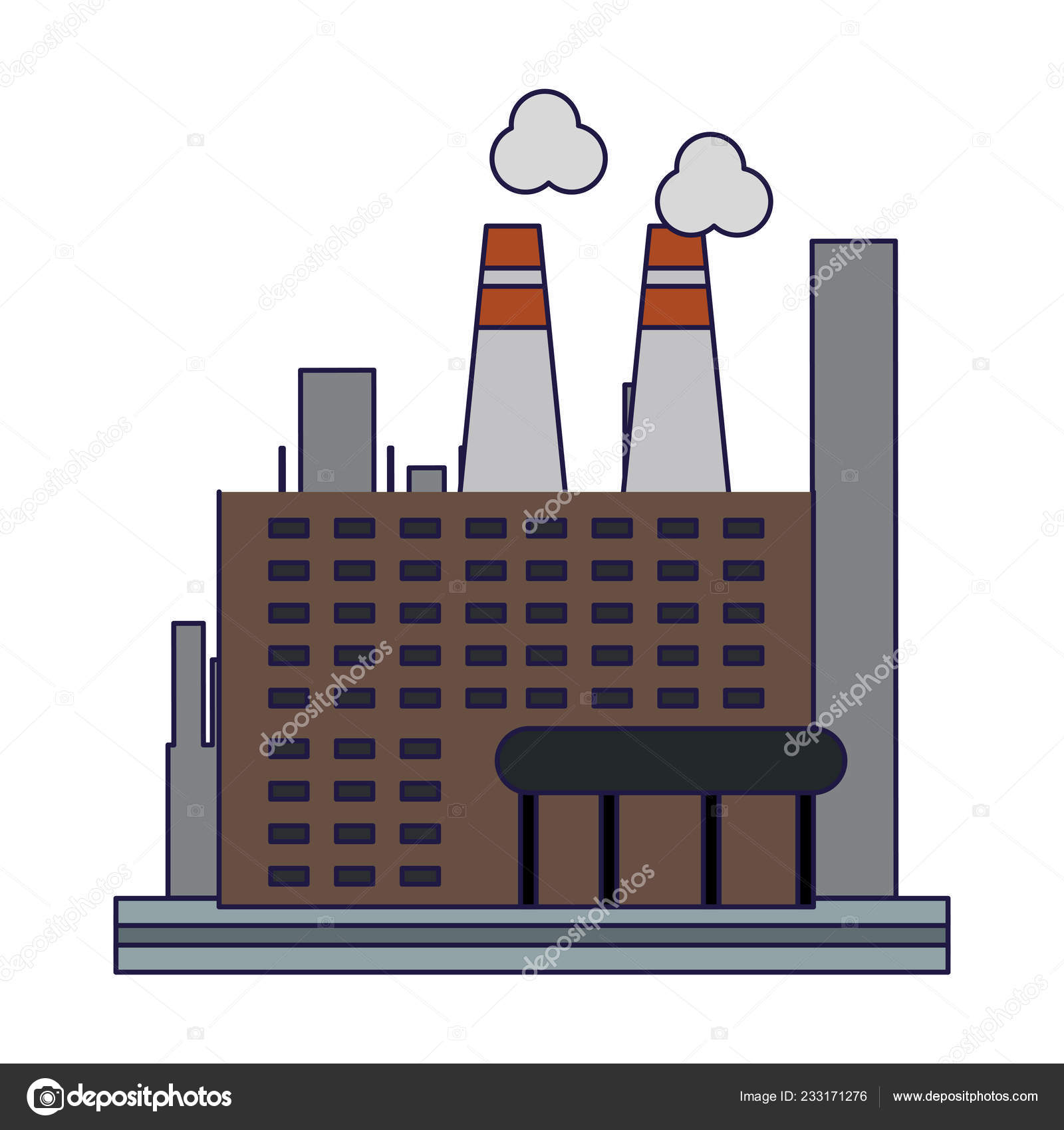 Factory Industry Building Isolated Cartoon Vector Illustration Graphic ...