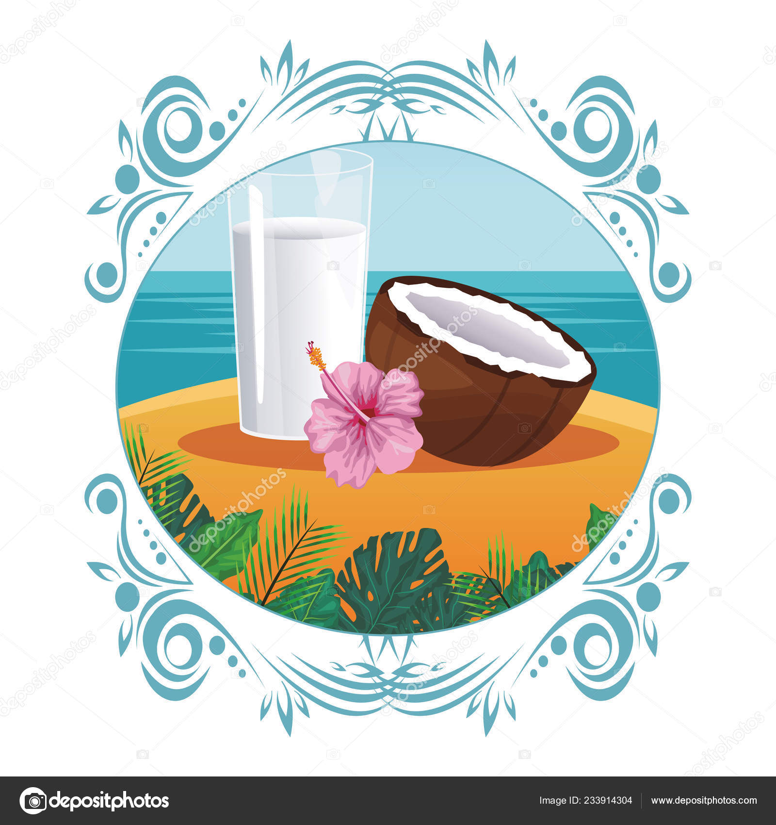 Coconut water glass Stock Vector by ©jemastock 233914304