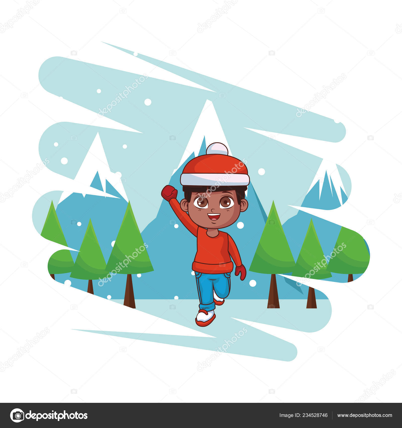Cute Winter Boy Cartoon Vector Illustration Graphic Design Stock Vector ...