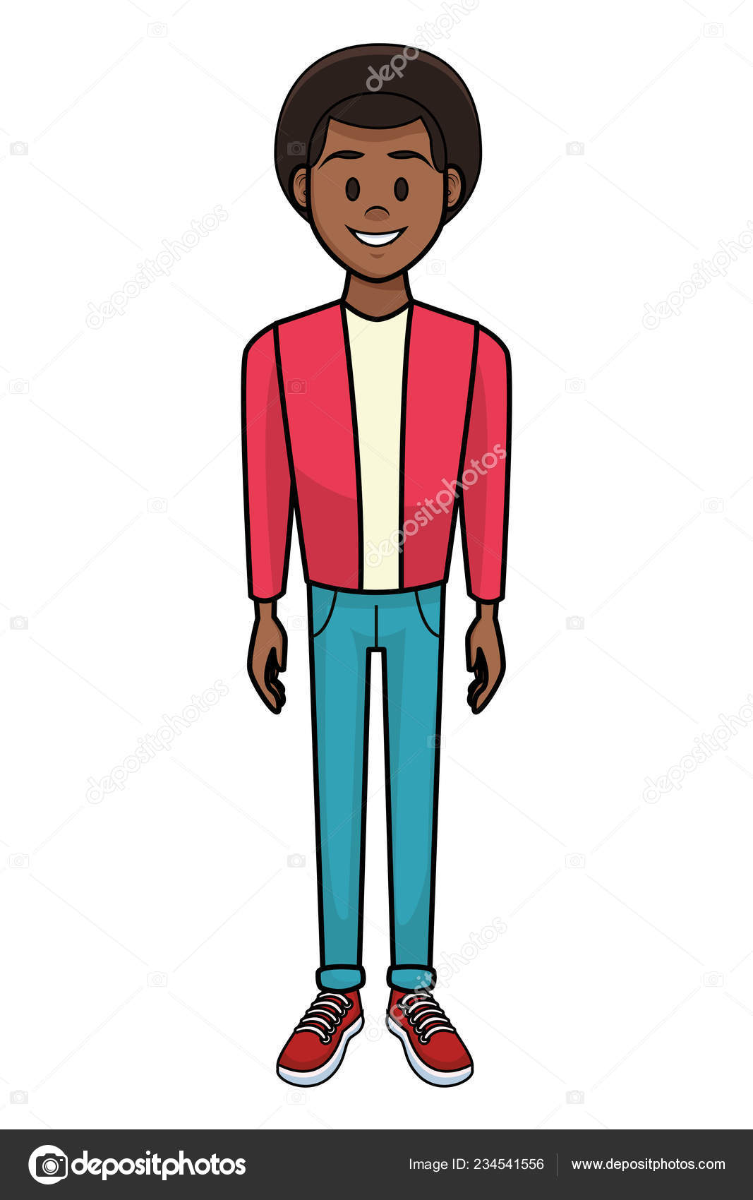 Hombre Afro Sonriente Vector Dibujos Animados Ilustración Diseño ...