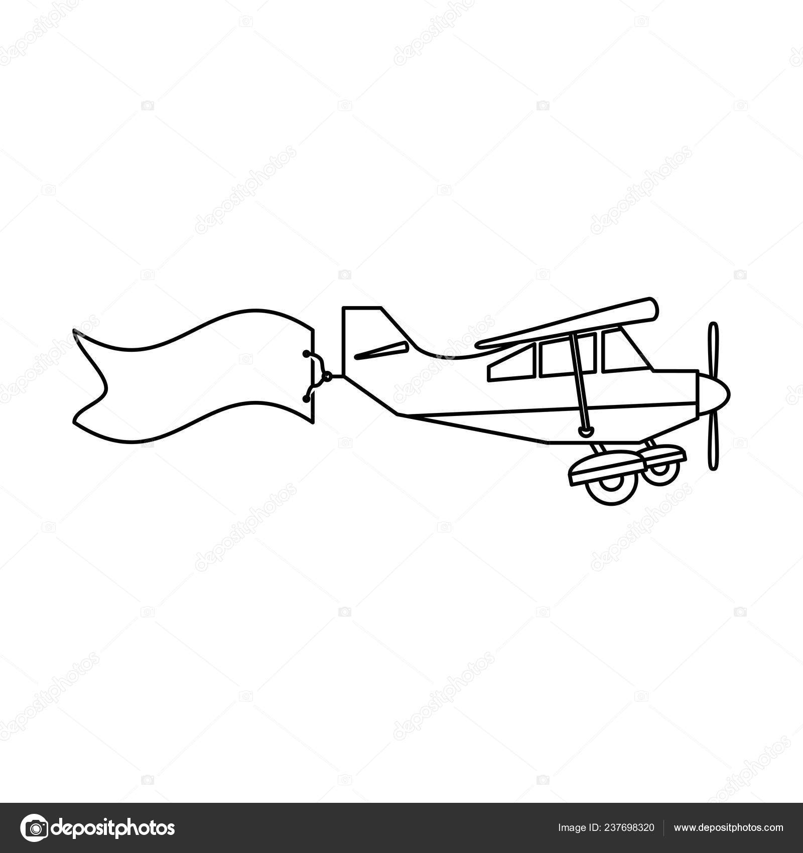 Small Airplane With Banner Black And White Stock Vector Image By ©jemastock 237698320