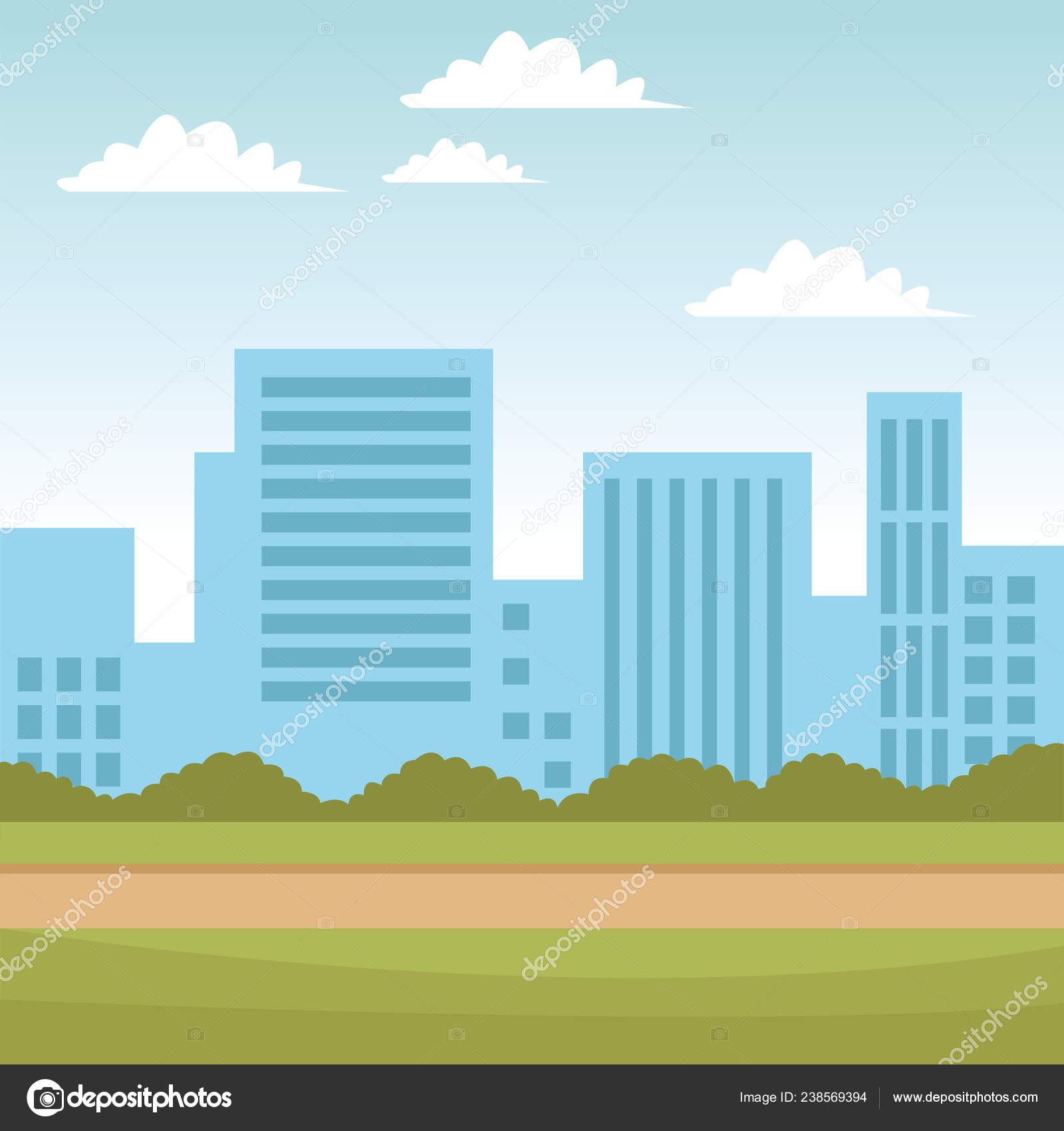 Ciudad paisaje de dibujos animados Vector de stock por ©jemastock 238569394