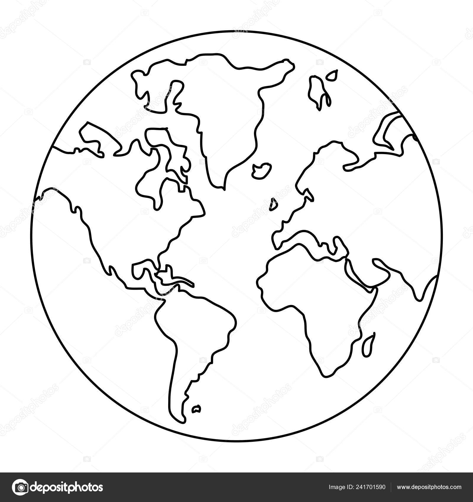 Mapa del mundo símbolo aislado blanco y negro Vector de stock ...