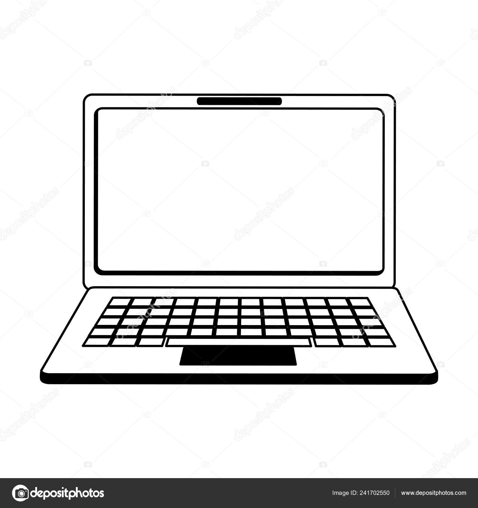 Laptop computer symbol black and white Stock Vector by ©jemastock 241702550