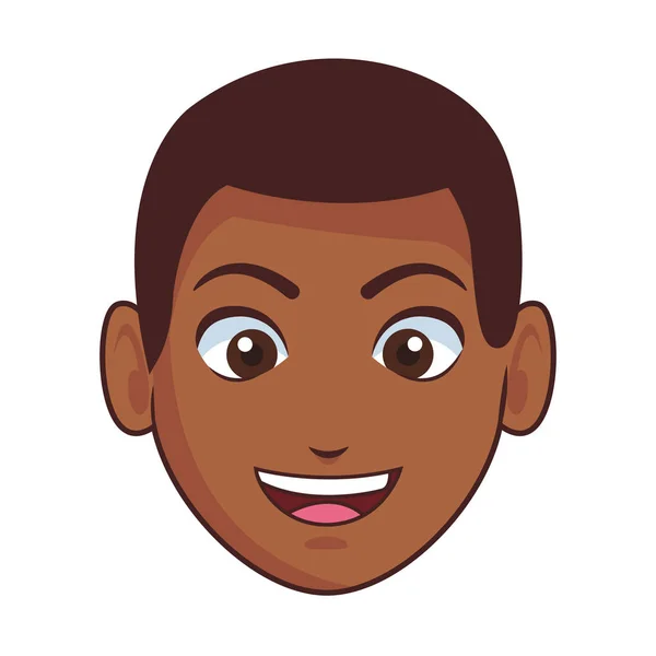 Desenho animado cara de menino ícone sorridente, design colorido Vetor ...