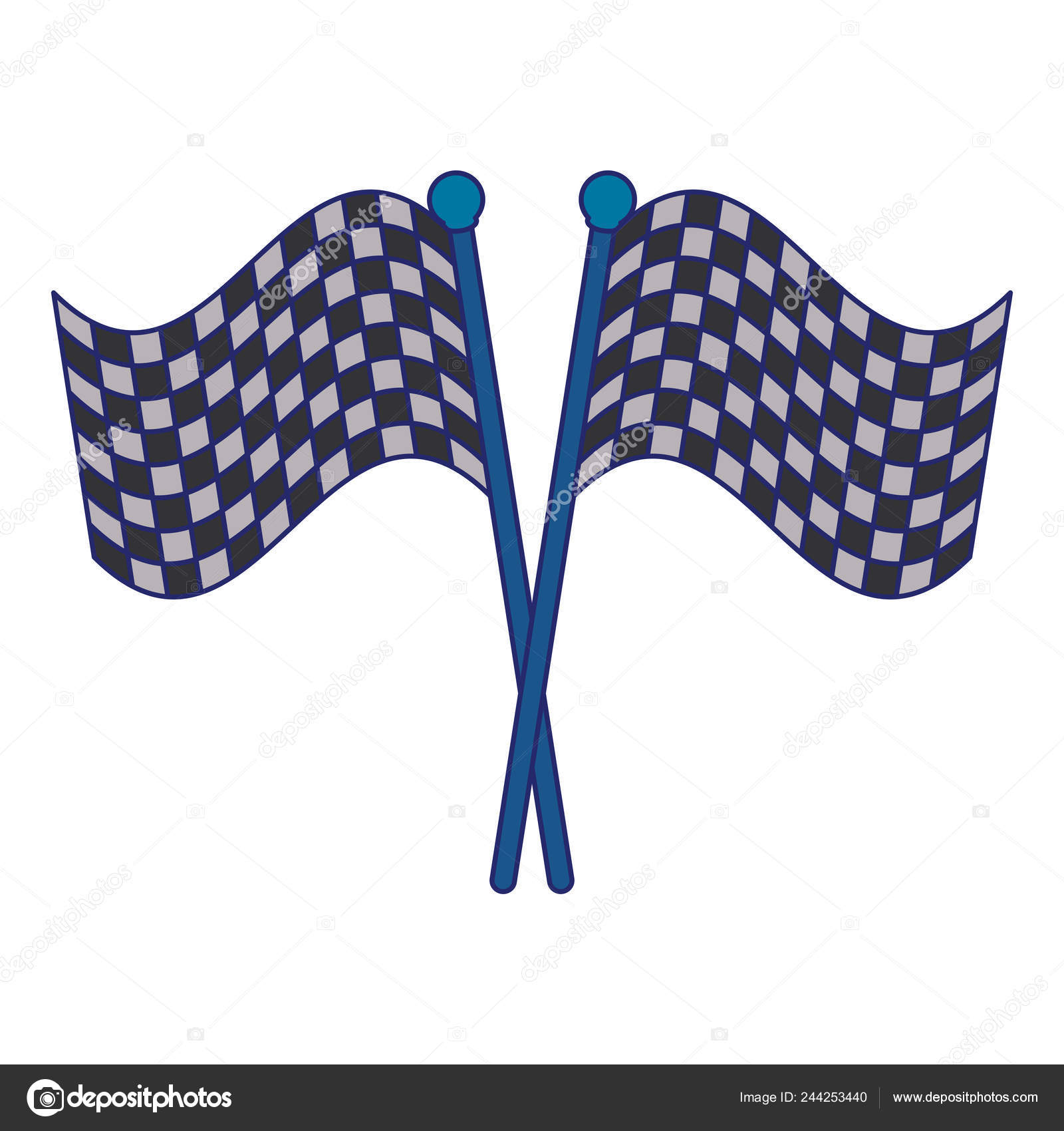 Banderas de carreras cruzaron líneas azules Vector de stock #244253440 ...