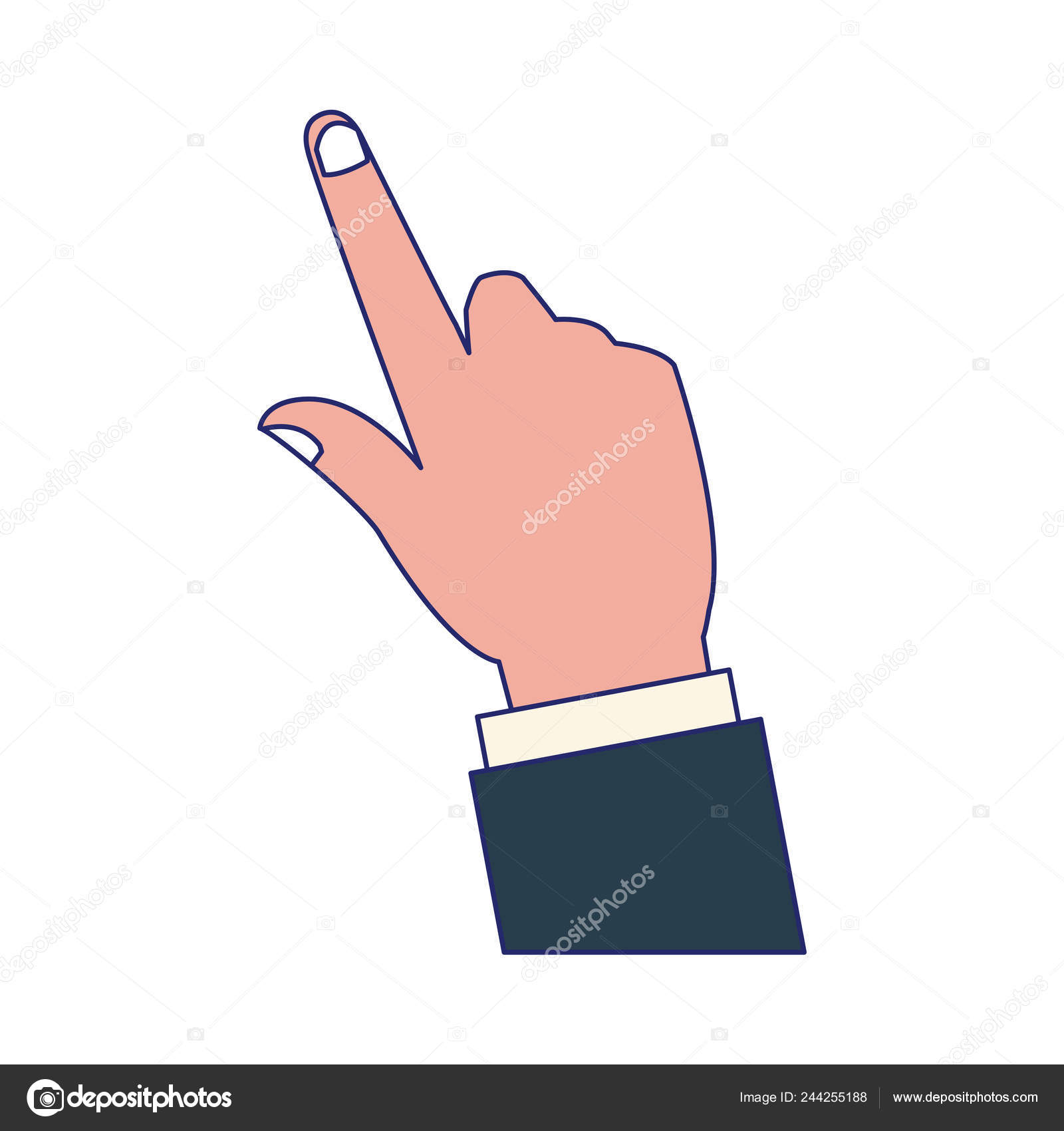 Hombre de negocios mano apuntando símbolo líneas azules Vector de stock ...