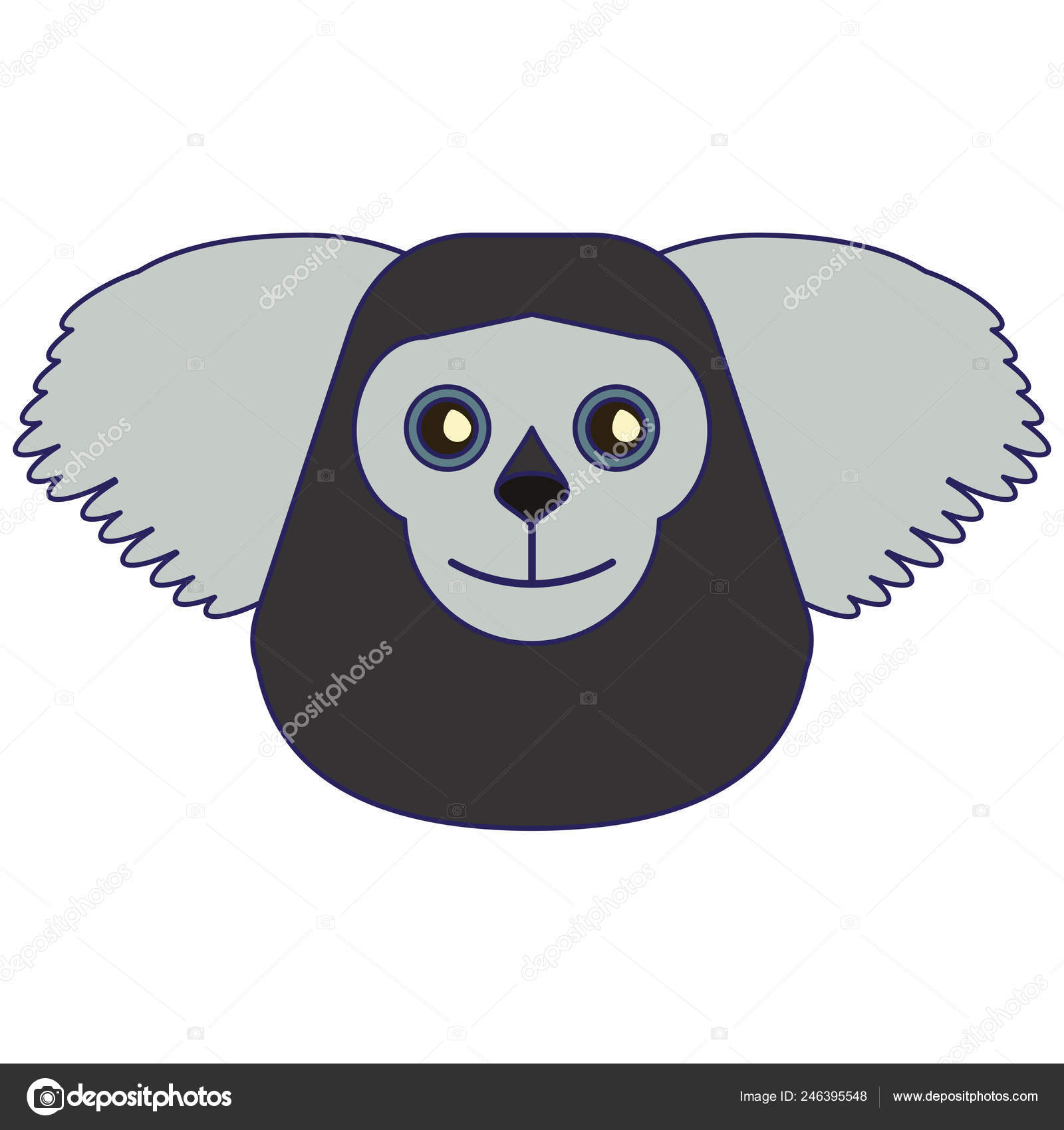 Mono cabeza de dibujos animados aislado Vector de stock #246395548 de ...