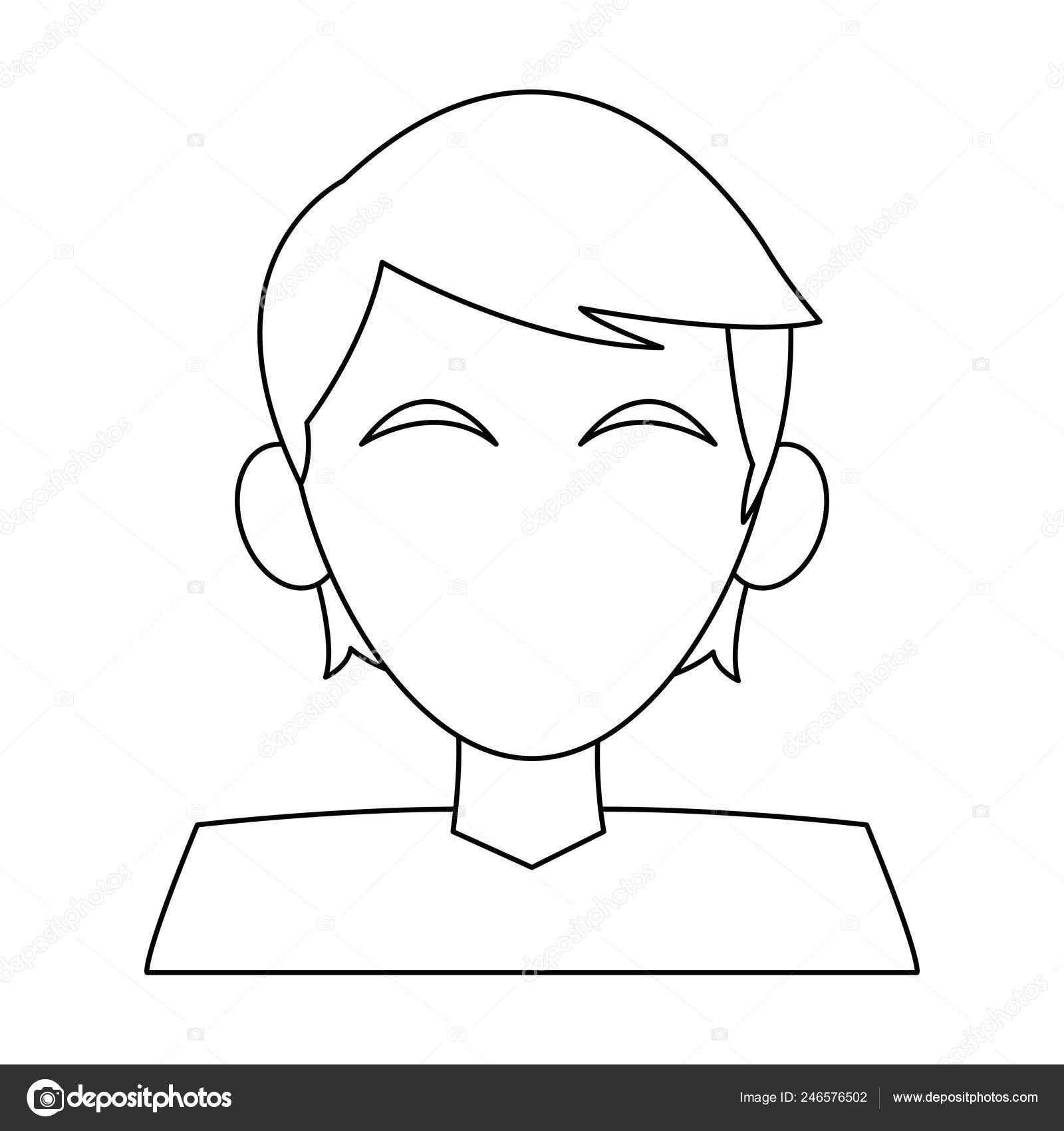 Homem sem rosto perfil cartoon preto e branco imagem vetorial de ...