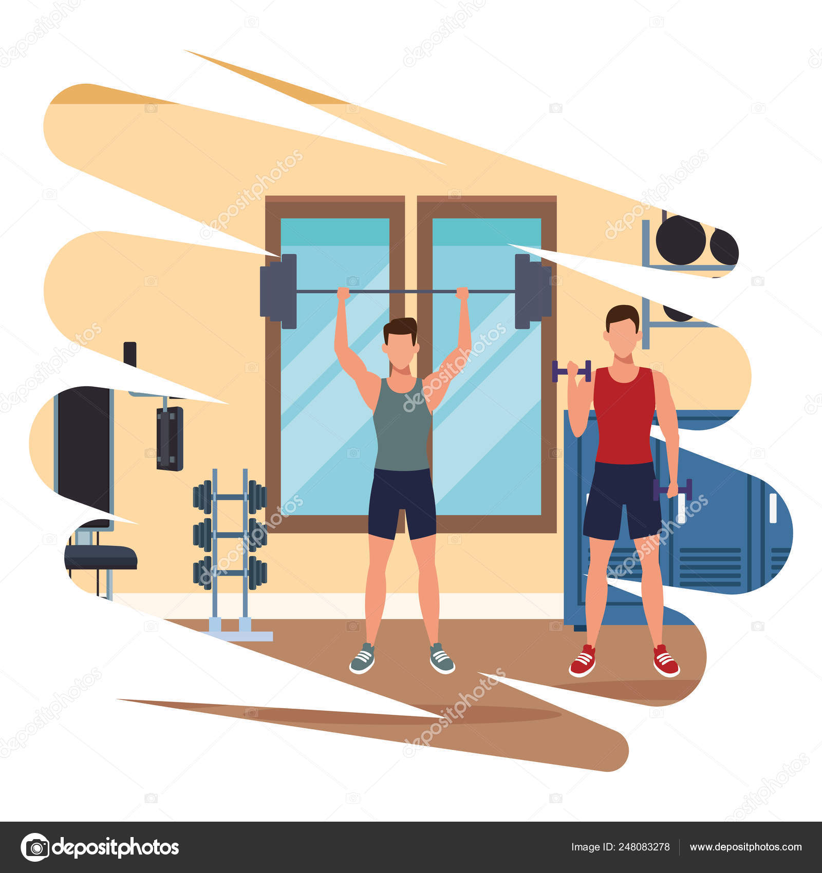 Group of people working out in the gym Stock Vector by ©jemastock 248083278