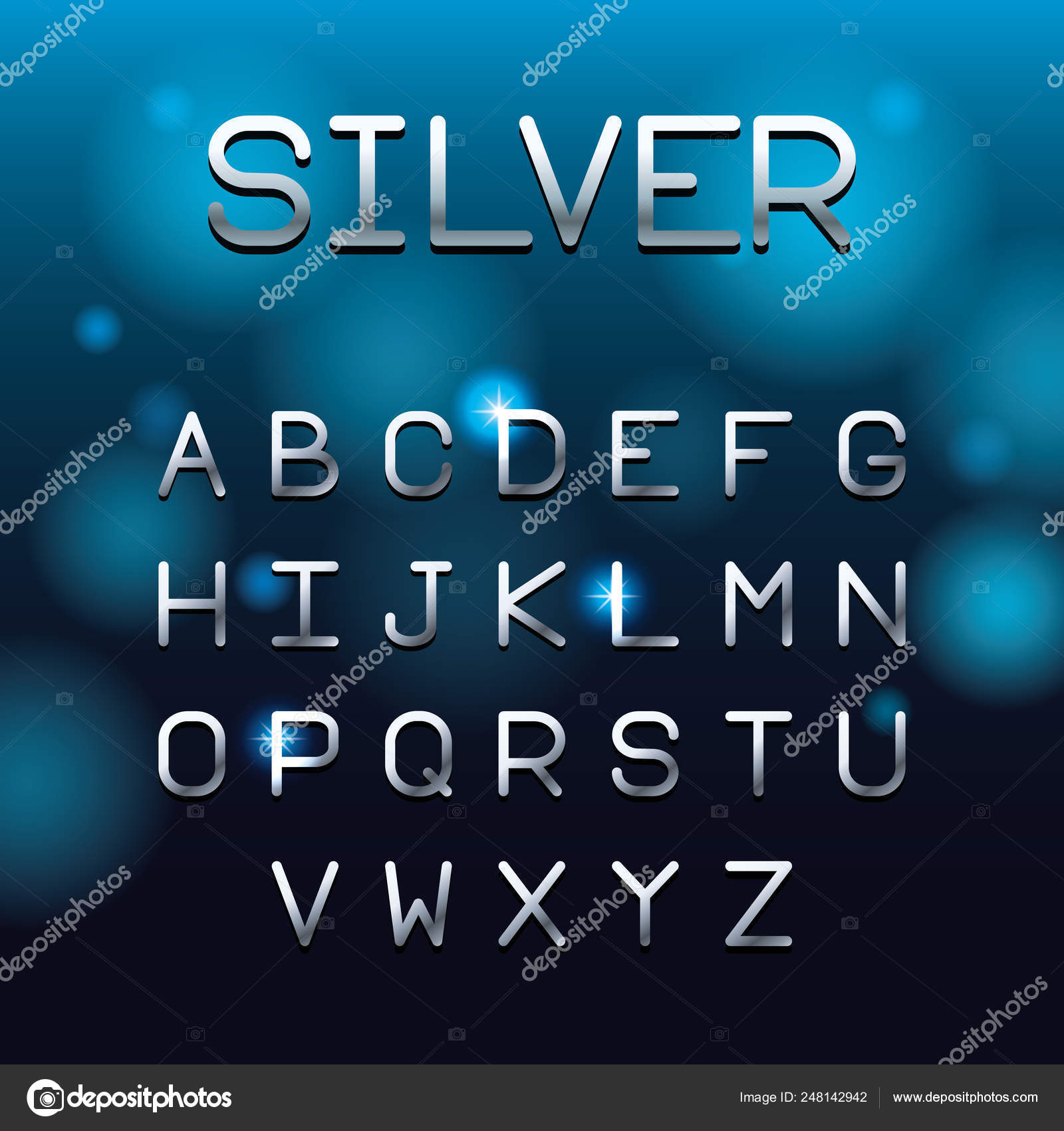 Letras de plata alfabeto Vector de stock #248142942 de ©jemastock