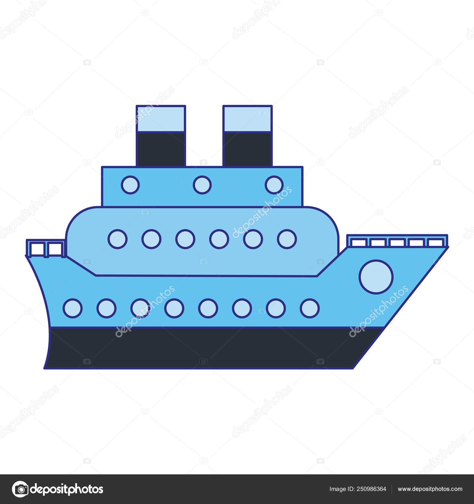 Cruise ship boat symbol isolated blue lines Stock Vector by ©jemastock ...