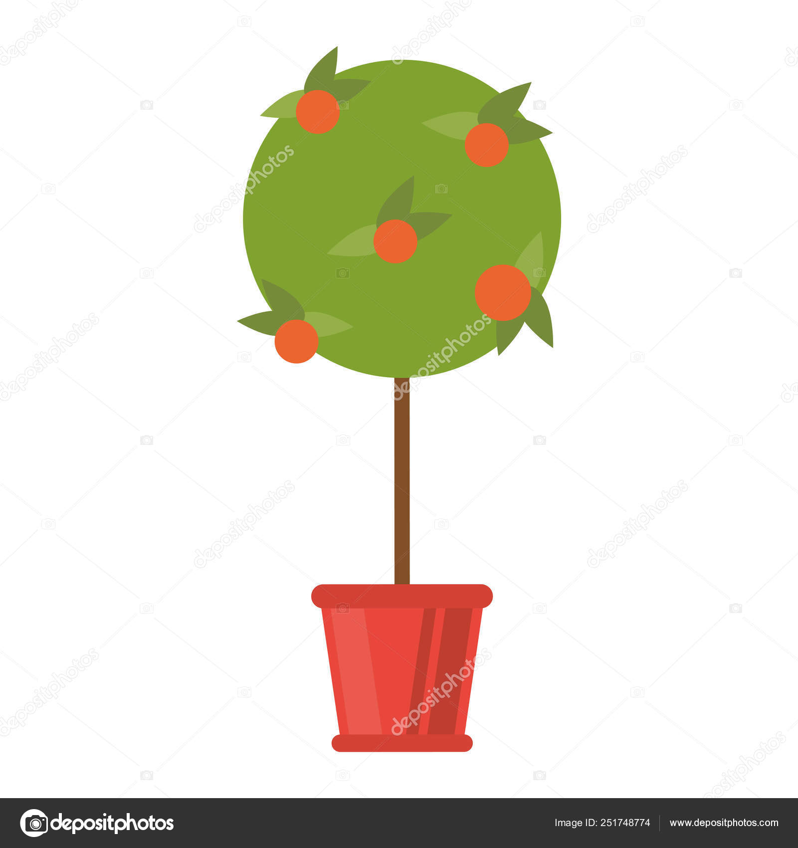 Orange tree in bucket cartoon Stock Illustration by ©jemastock #251748774