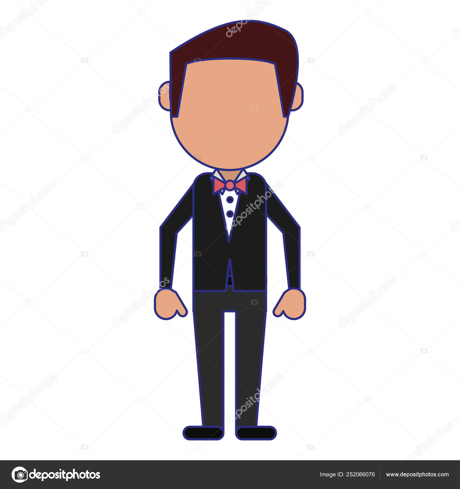 Hombre sin rostro avatar dibujos animados líneas azules Vector de stock ...