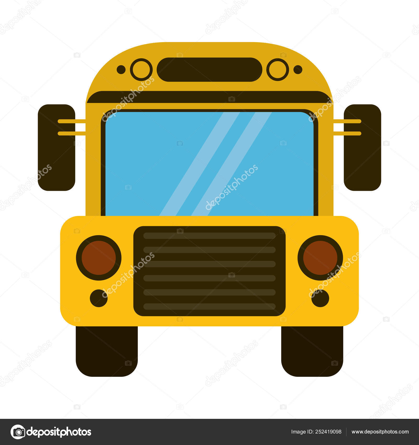 Símbolo de vista frontal del autobús escolar Vector de stock por ...