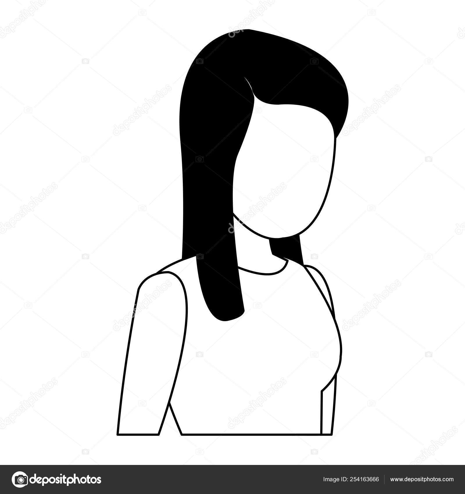 Mujer joven avatar sin rostro en blanco y negro Vector de stock por ...