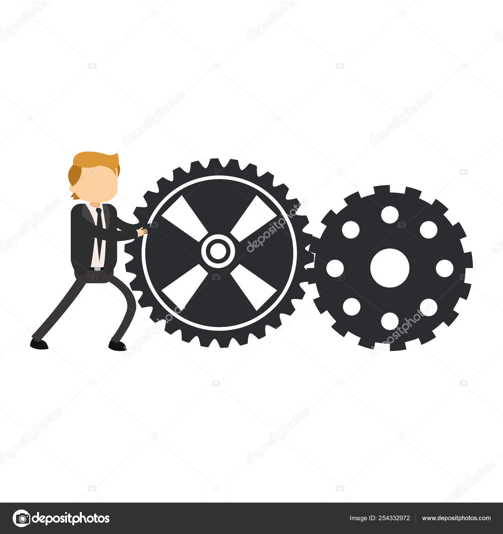 Businessman pushing gears Stock Vector Image by ©jemastock #254332972