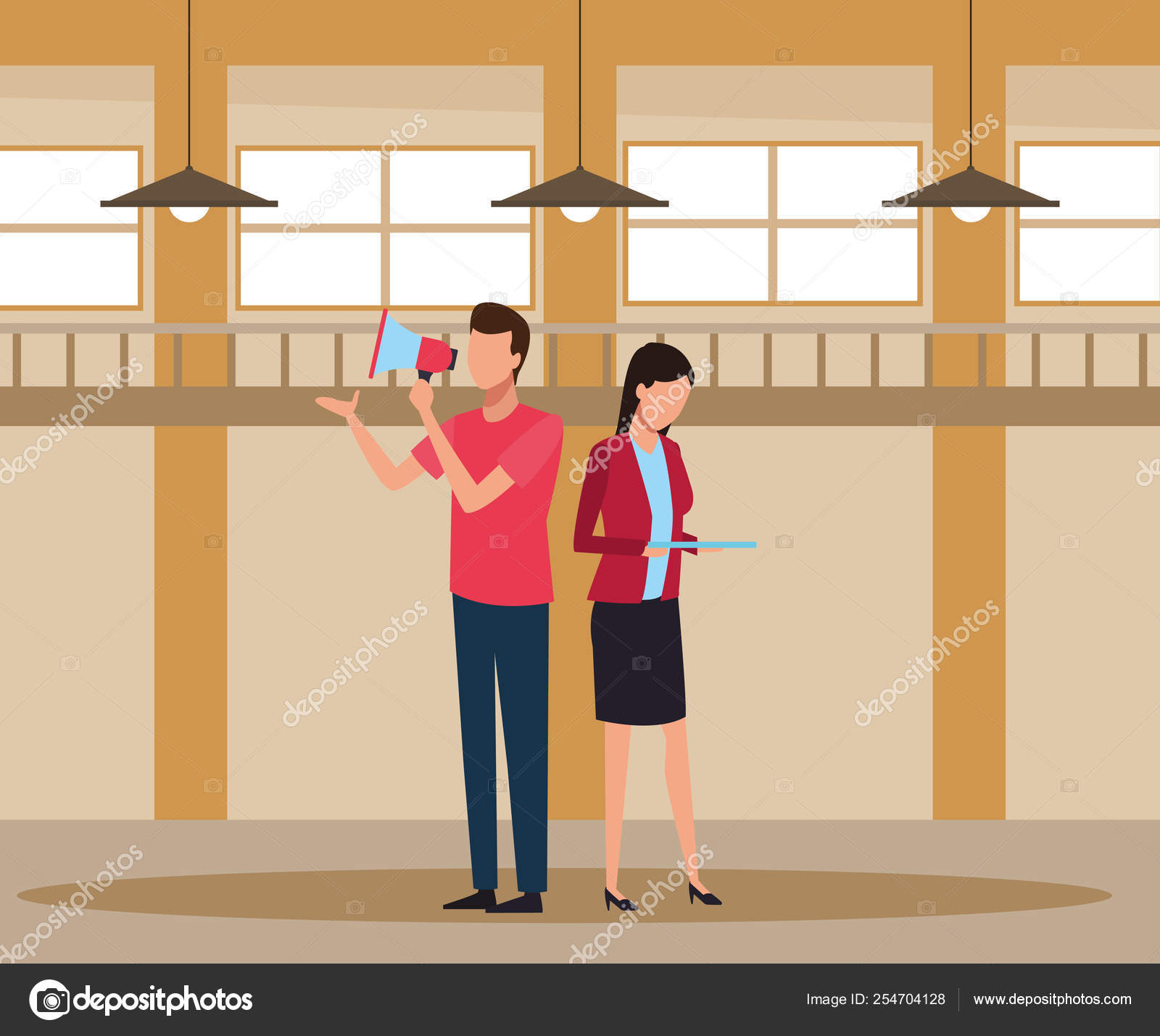 İş arkadaşları ekip çalışması çizgi film ©jemastock 254704128'e ait ...