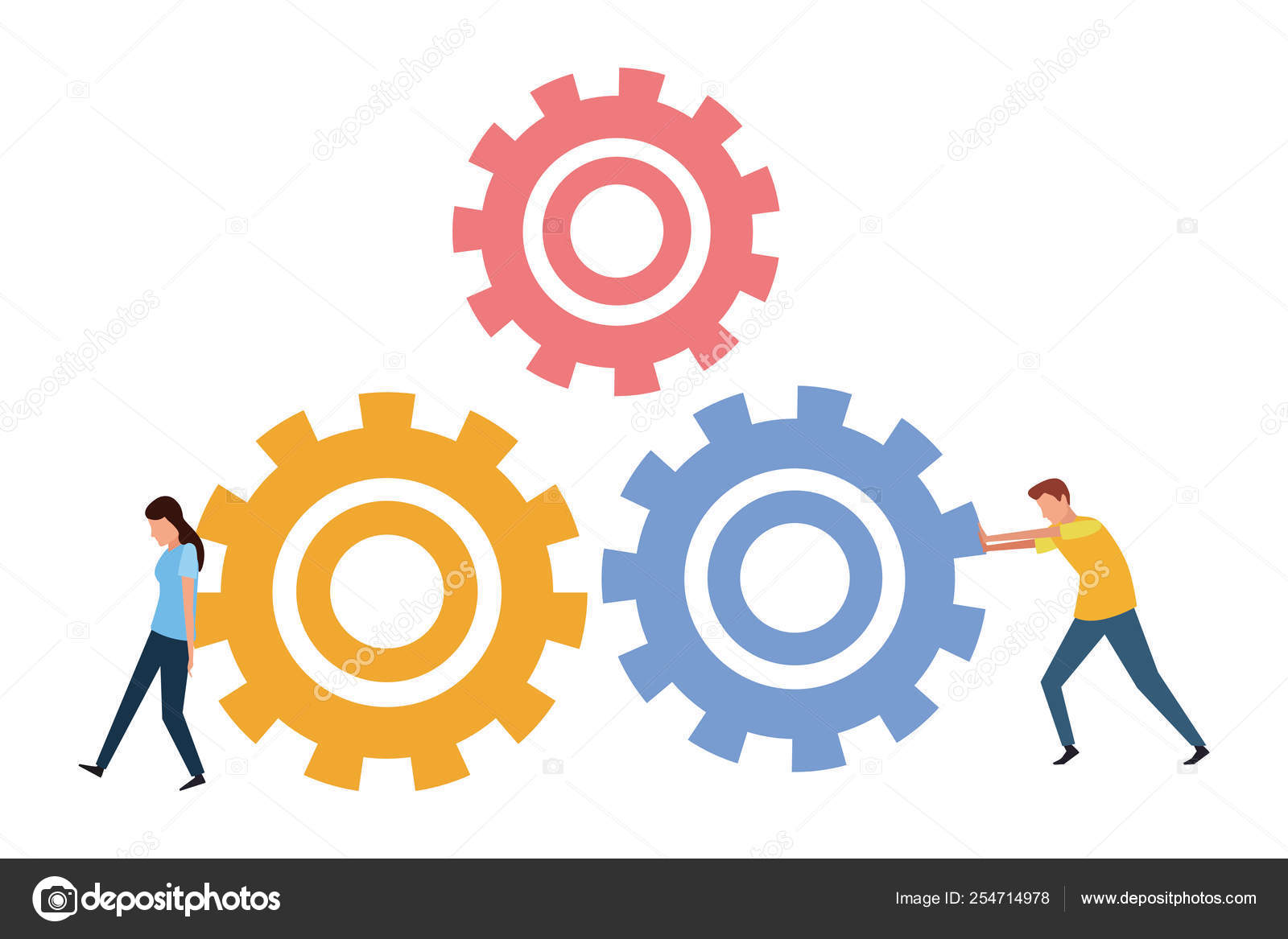 Compañeros de trabajo en equipo dibujos animados Vector de stock por ...