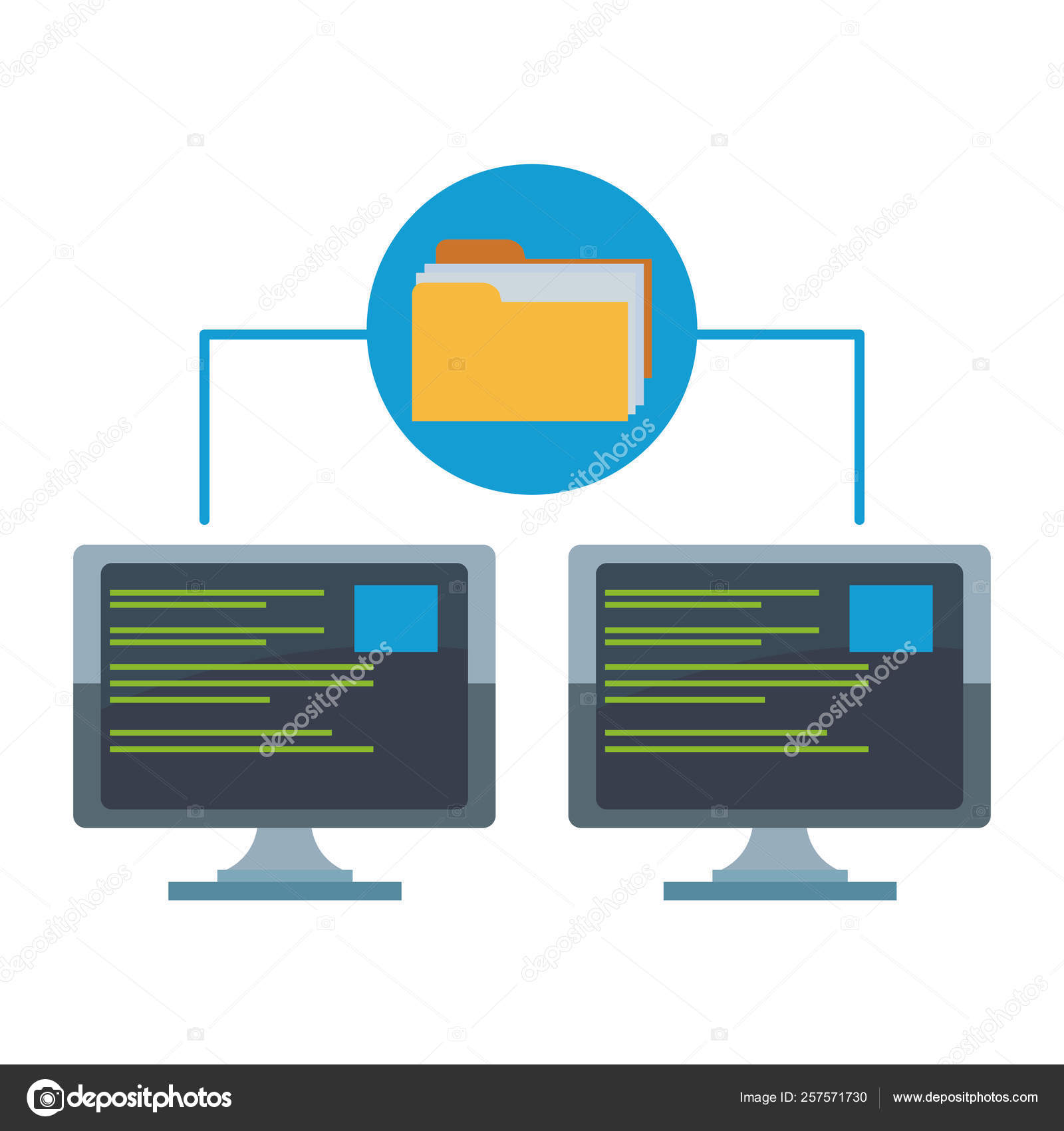 Computer and database Stock Vector by ©jemastock 257571730