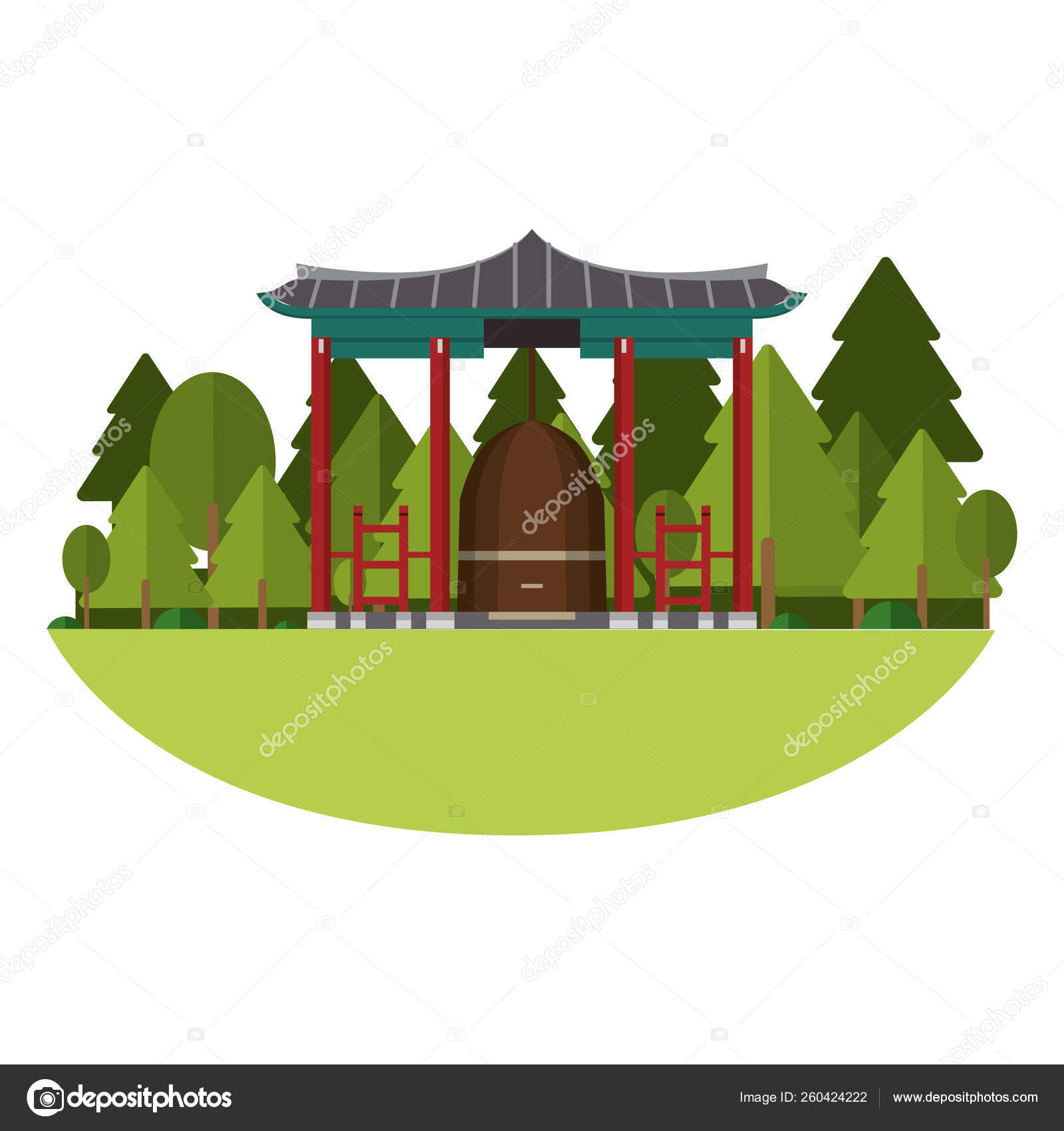 Asian temple building Stock Vector by ©jemastock 260424222