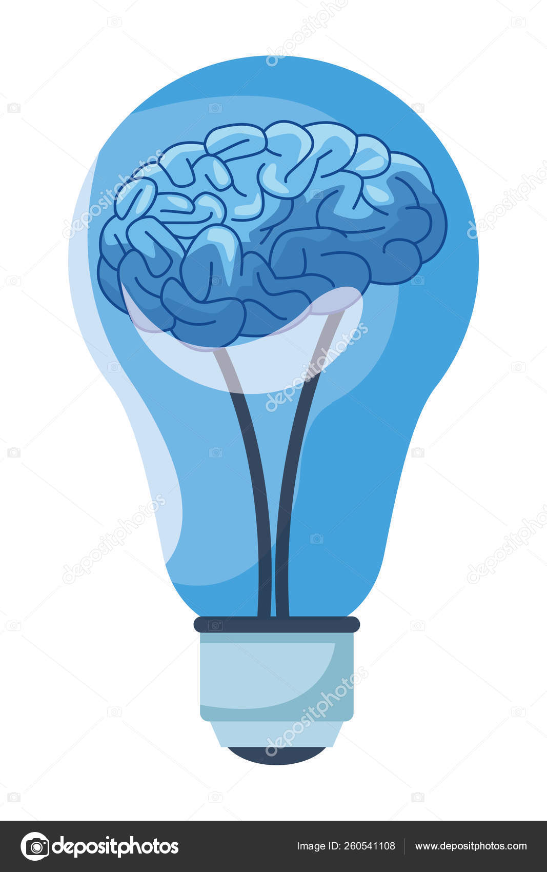 Cartoon Brain With Lightbulb