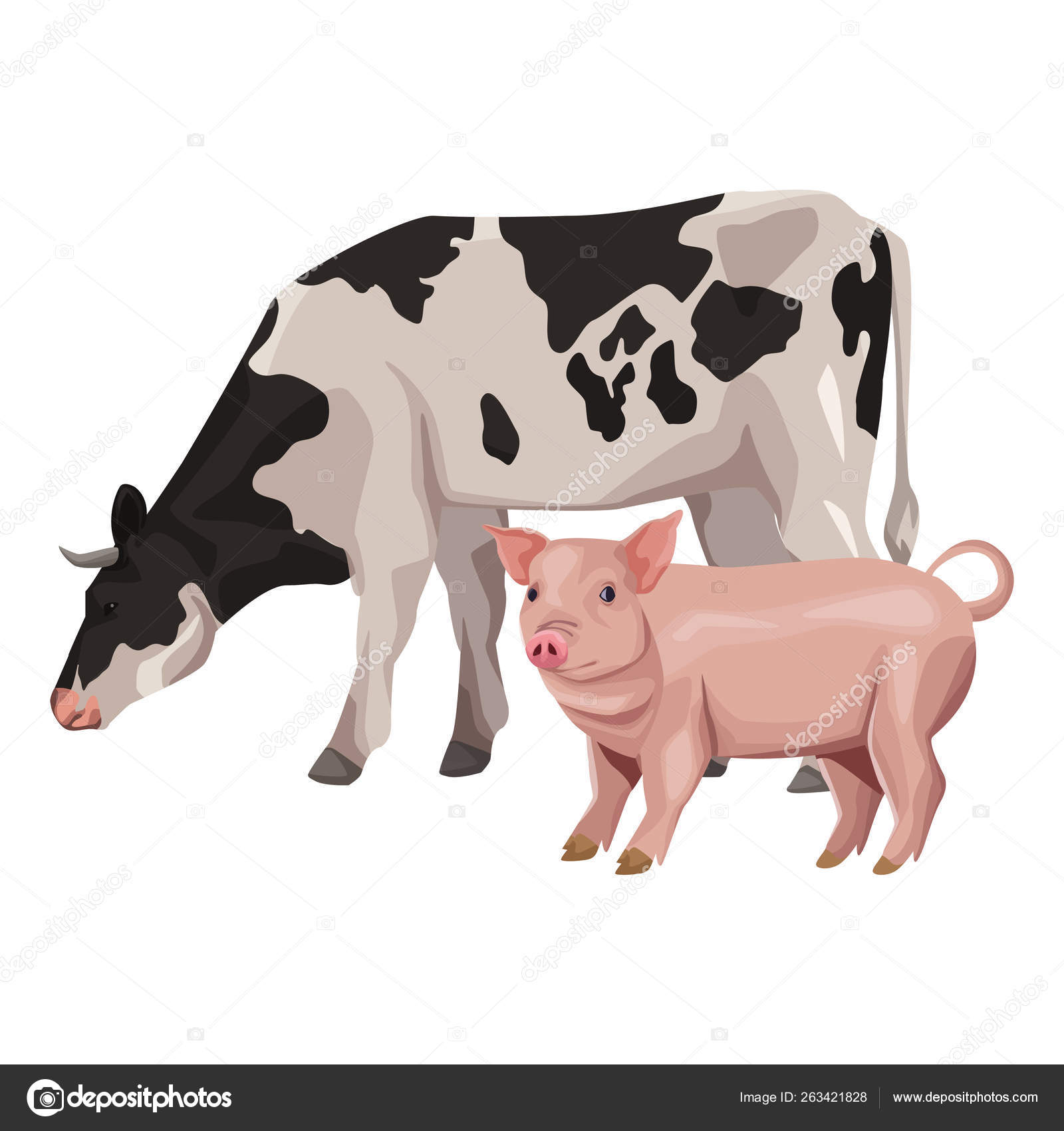 Cow with pig Stock Vector by ©jemastock 263421828