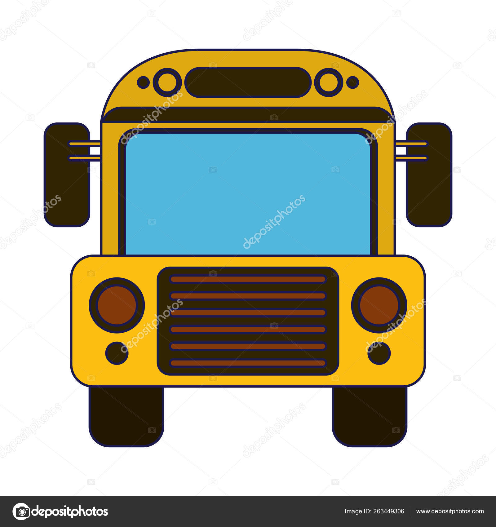 Símbolo de vista frontal del autobús escolar Vector de stock por ...