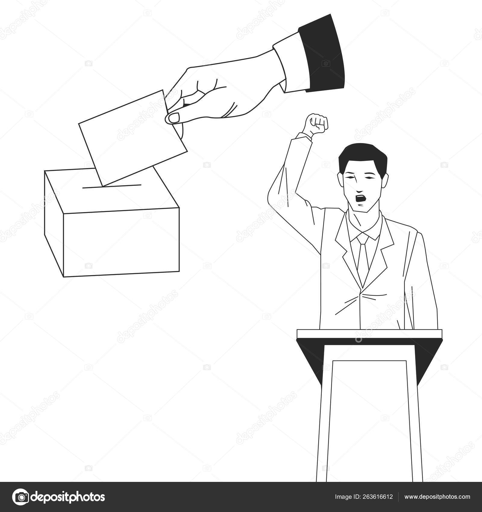 Man making a speech and hand voting Stock Vector by ©jemastock 263616612