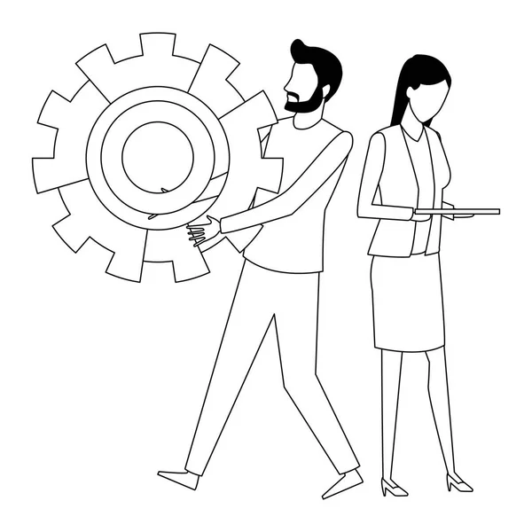 İş arkadaşları ekip çalışması karikatür siyah beyaz ©jemastock ...