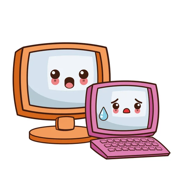 Isolated kawaii laptop design Stock Vector by ©jemastock 133154650