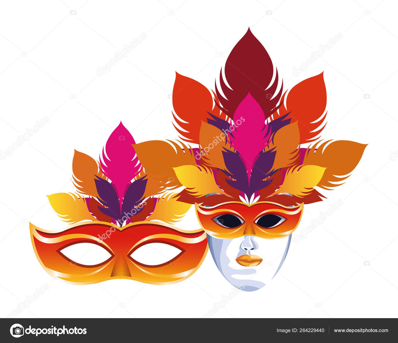 Masks with feathers Stock Vector by ©jemastock 264229440