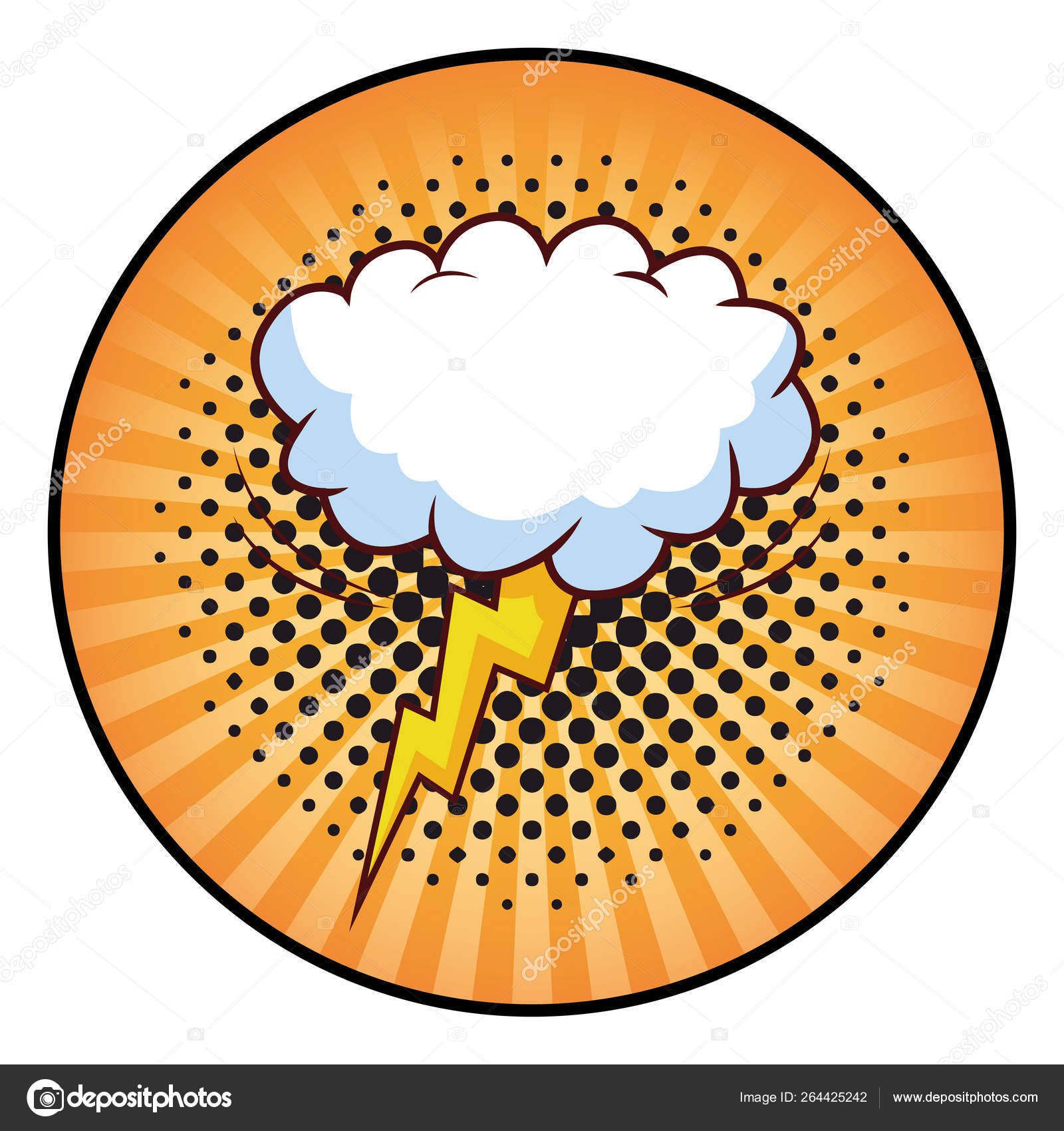 Cloud and lightning round icon Stock Vector by ©jemastock 264425242