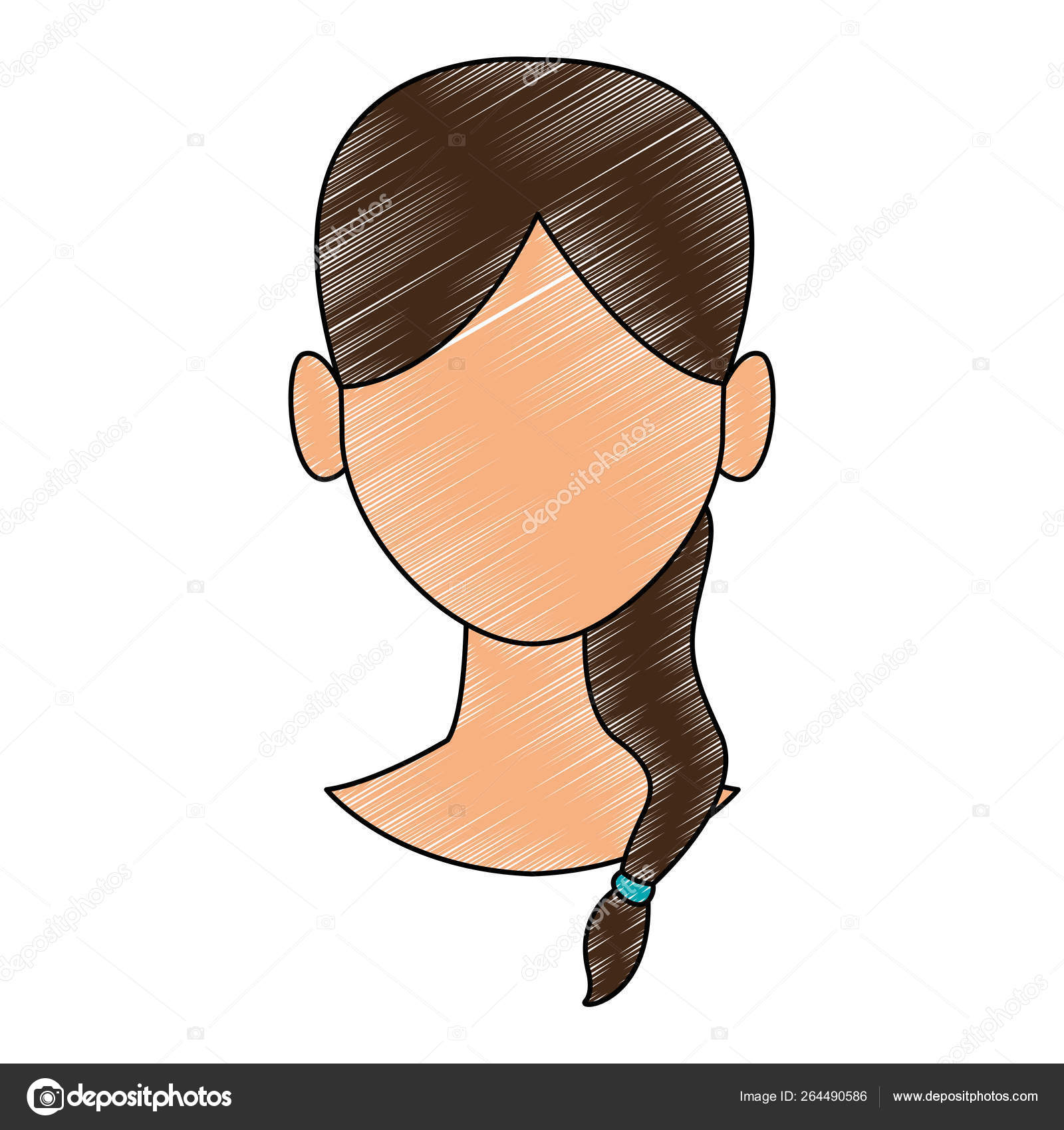 Mujer sin rostro garabato cabeza Vector de stock por ©jemastock 264490586