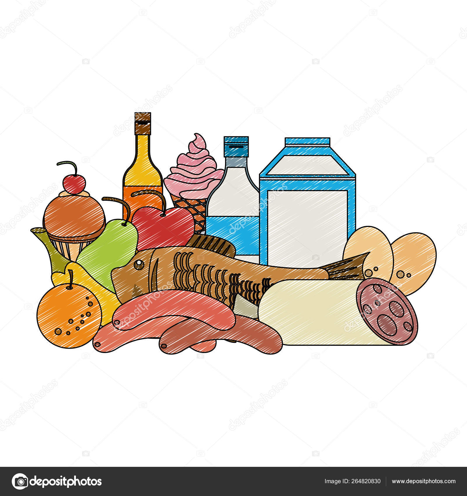 Delicious food cartoon scribble Stock Vector Image by ©jemastock #264820830