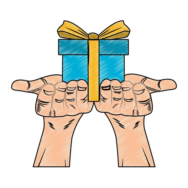 Hands holding giftbox pop art red lines Stock Vector Image by ...