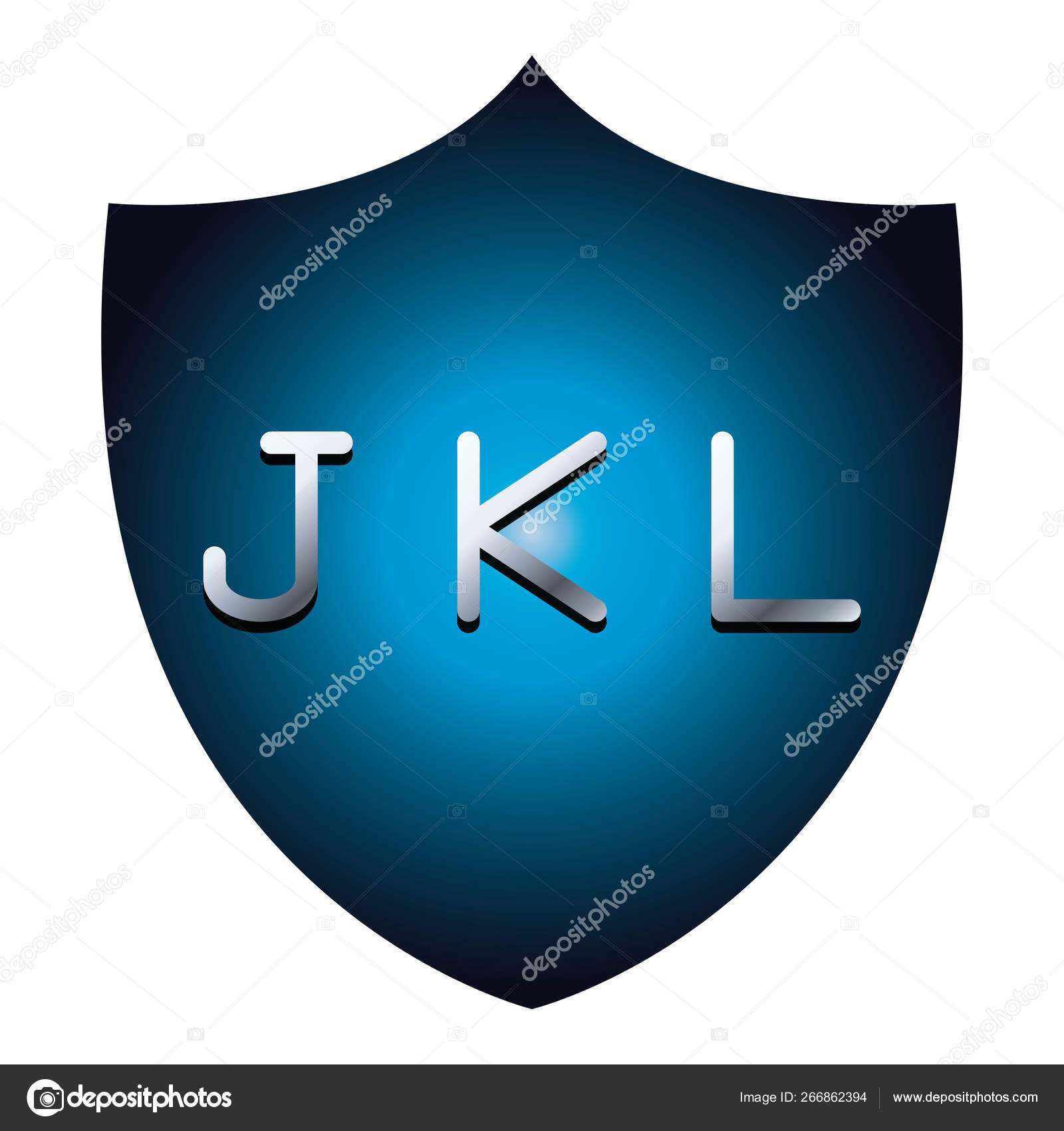 JKL letras alfabeto fuente azul escudo de seguridad símbolo Vector de ...