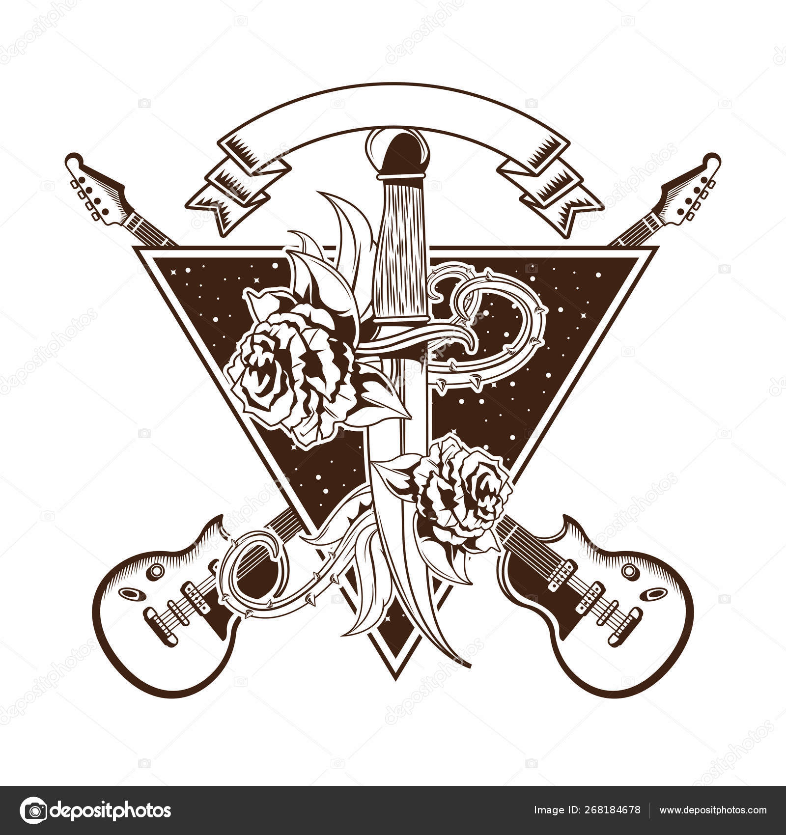 Drawings Of Guitars With Roses