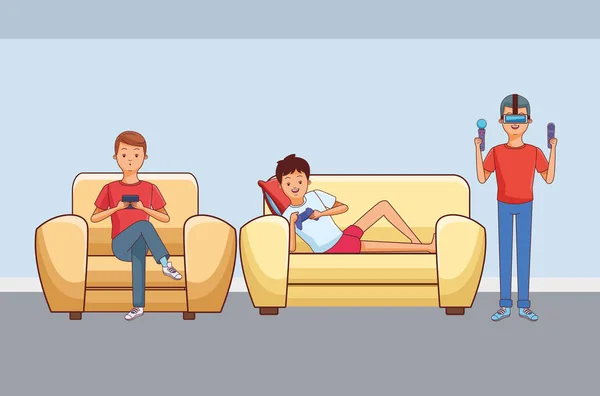 Happy cute kid play video game together Stock Vector Image by ...