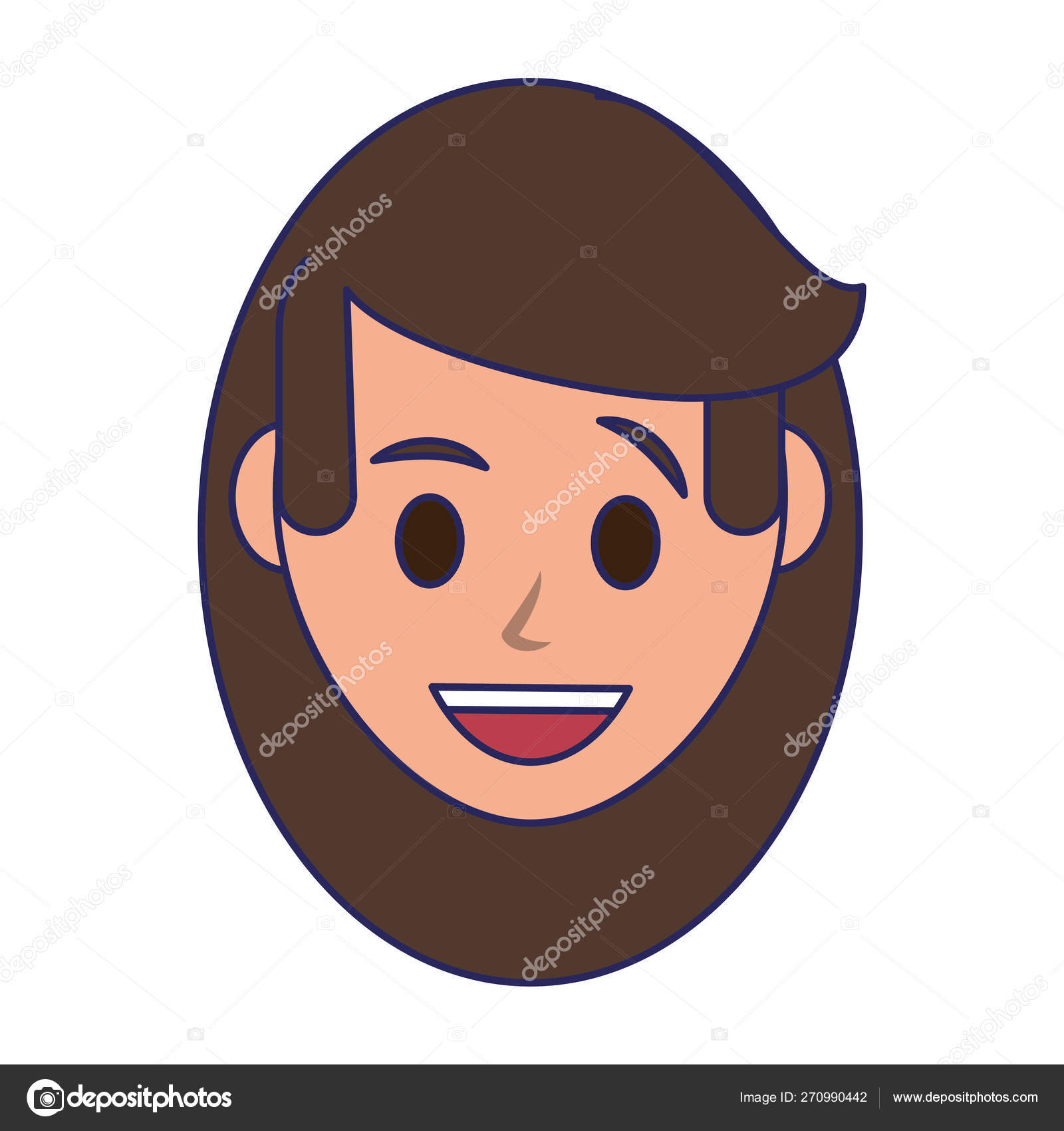Woman Face Cartoon Character Isolated Blue Lines Stock Vector By ©jemastock 270990442