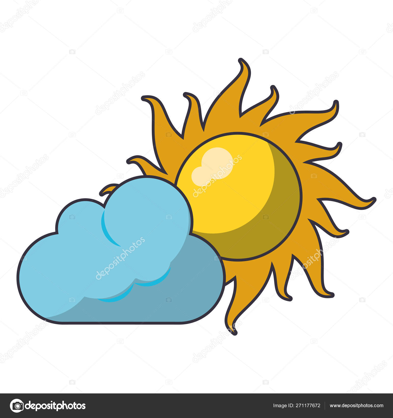 Sun and cloud cartoon isolated Stock Vector Image by ©jemastock #271177672