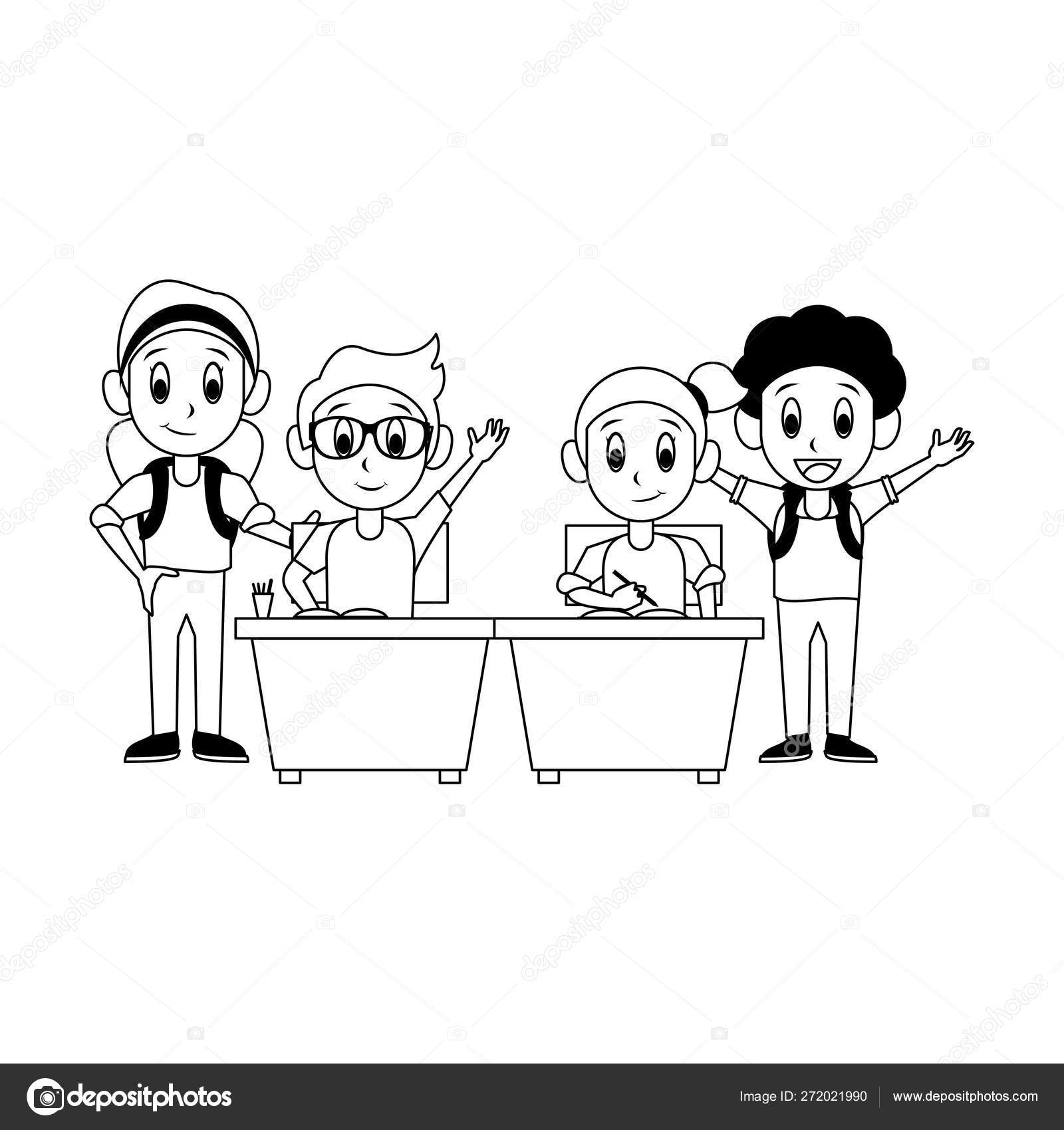 Imágenes Escolares Clip Art En Blanco Y Negro Ilustración Vectorial