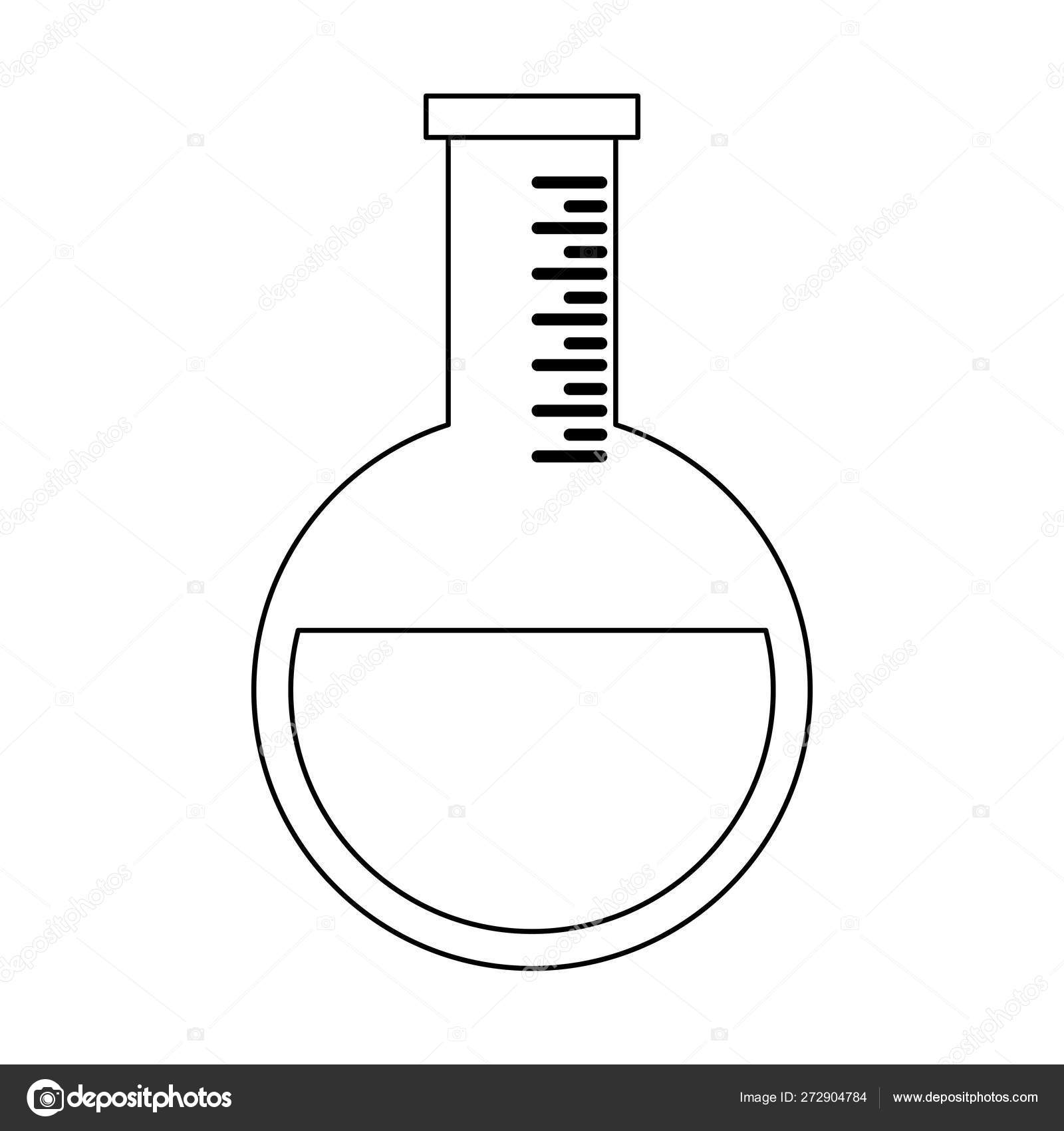 Símbolo del matraz químico aislado en blanco y negro Vector de stock ...