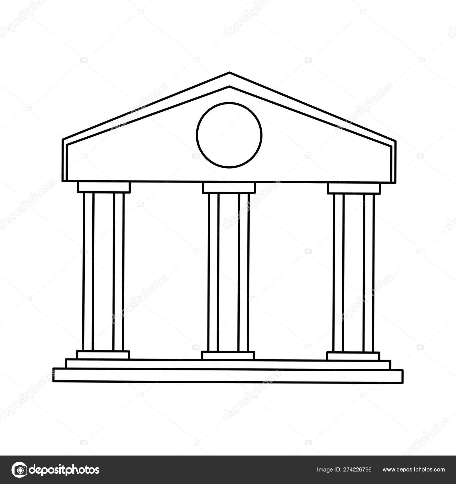 Símbolo del edificio del banco aislado en blanco y negro Vector de ...