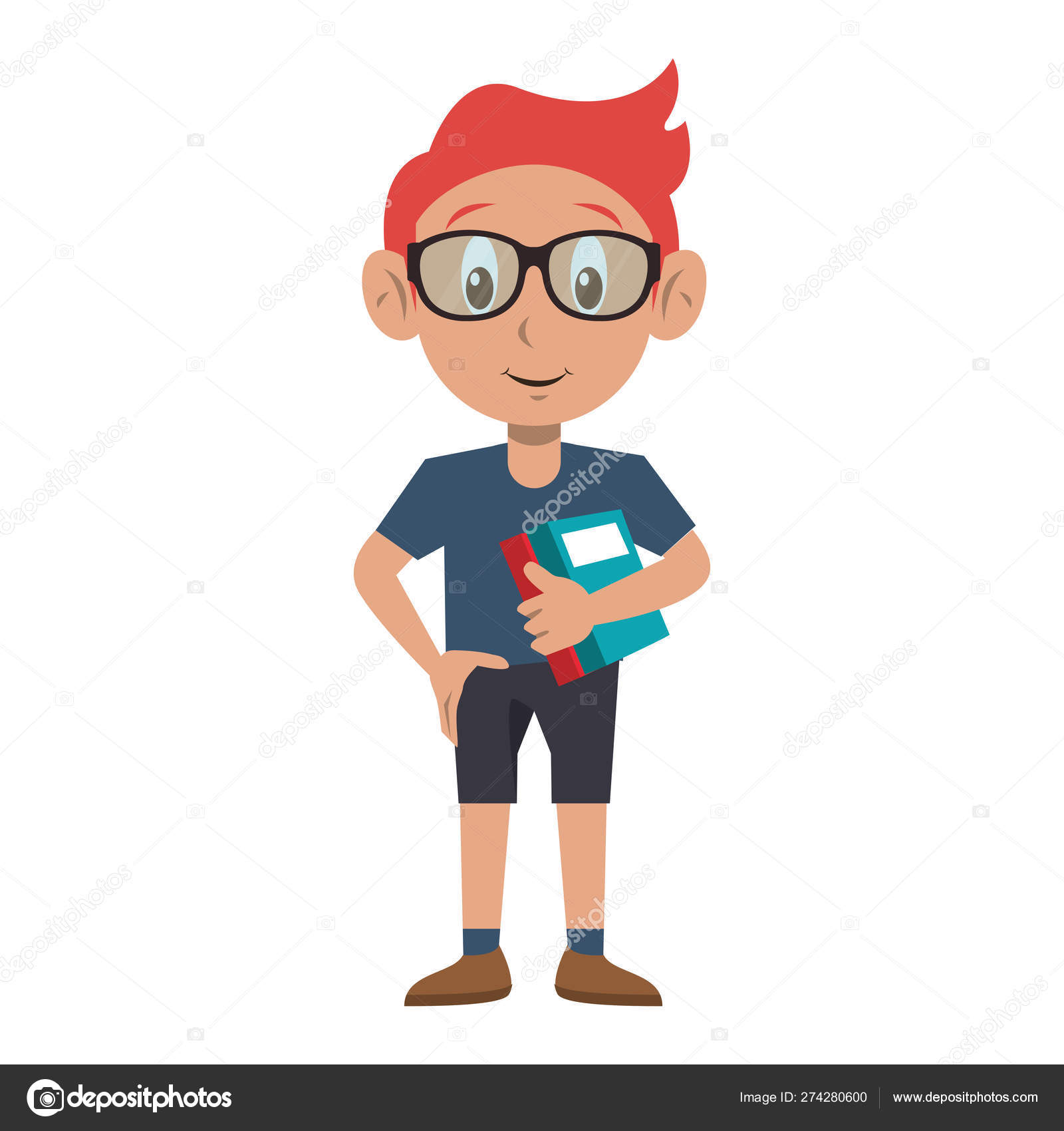 Student boy with books cartoon Stock Vector Image by ©jemastock #274280600