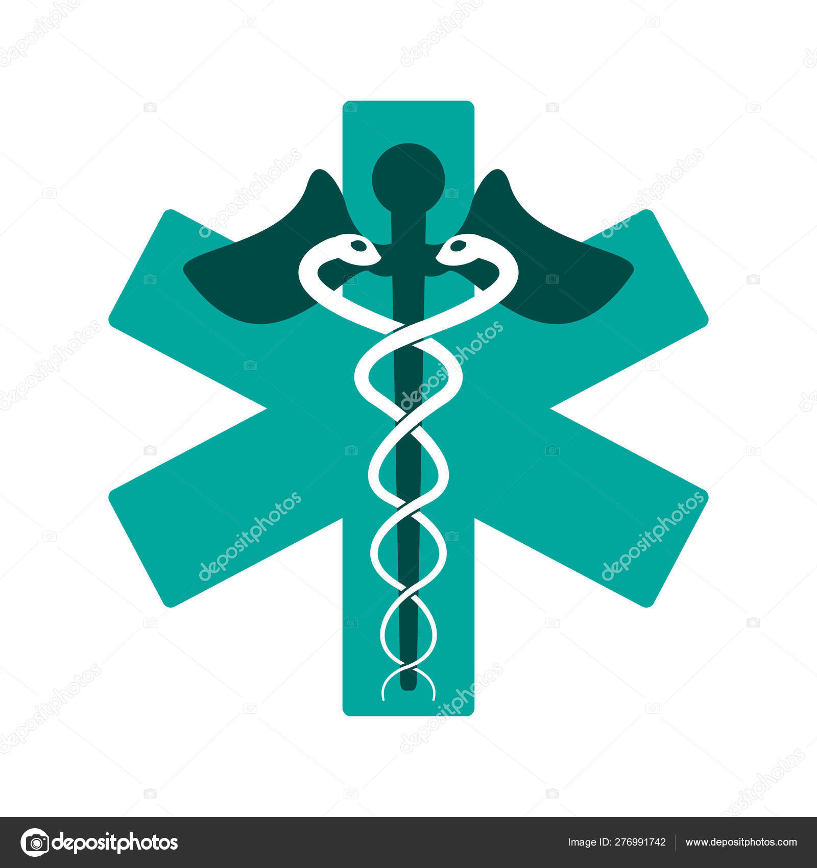 Caducée médical avec épée et serpents Vecteur par ©jemastock 276991742