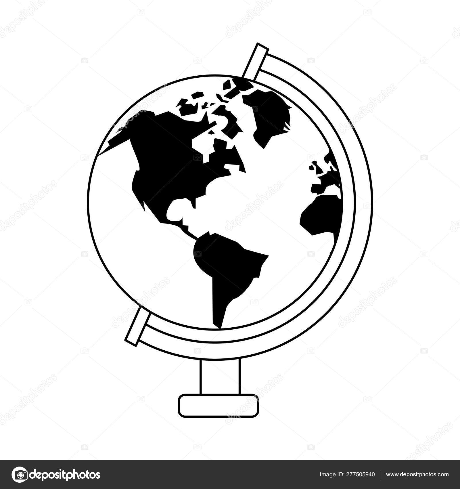 Mundo globo terráqueo símbolo en blanco y negro Vector de stock por ...