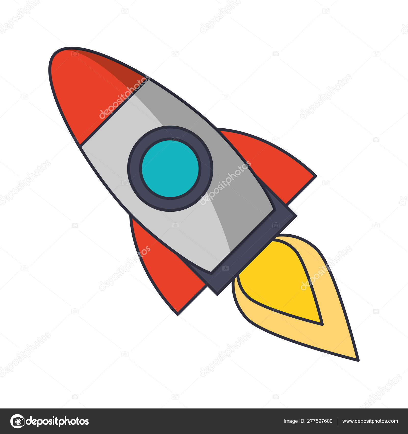 Cohete despegue dibujos animados Vector de stock #277597600 de ©jemastock