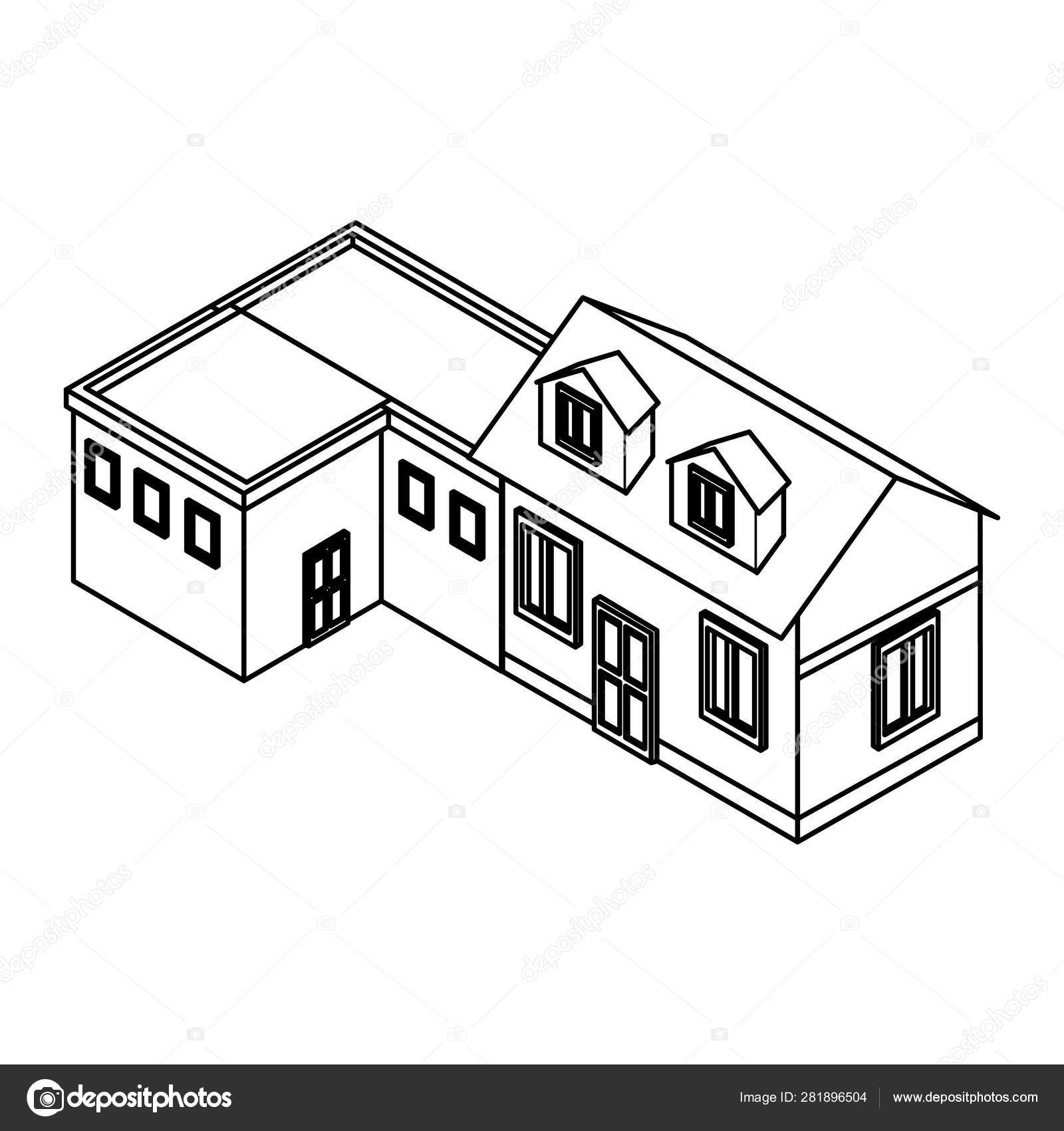Simple Isometric House Drawing
